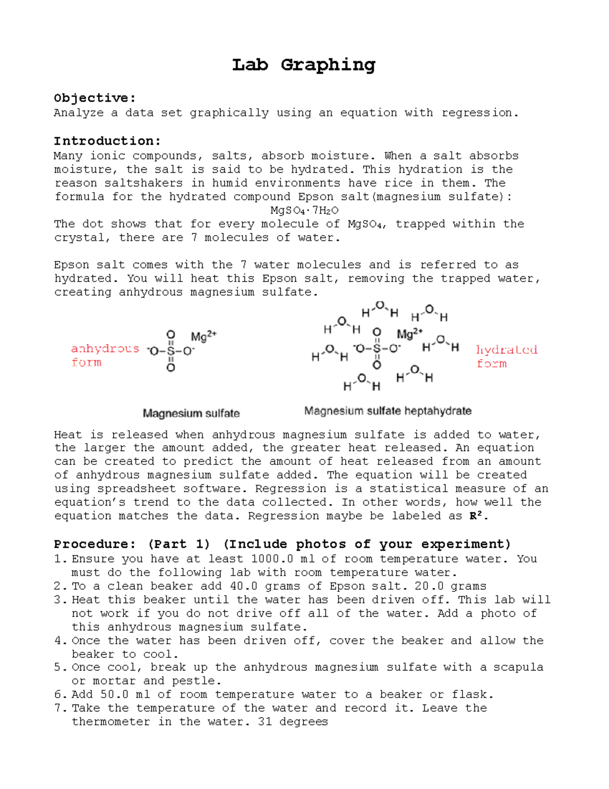 Lab Graphing rev4 - lab - Lab Graphing Objective: Analyze a data set ...