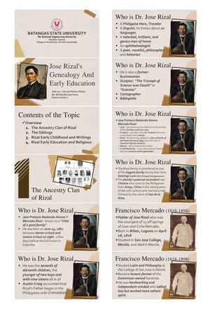 RIZ L3 reviewer - LIFE AND WORKS OF RIZAL - BS Architecture - Studocu