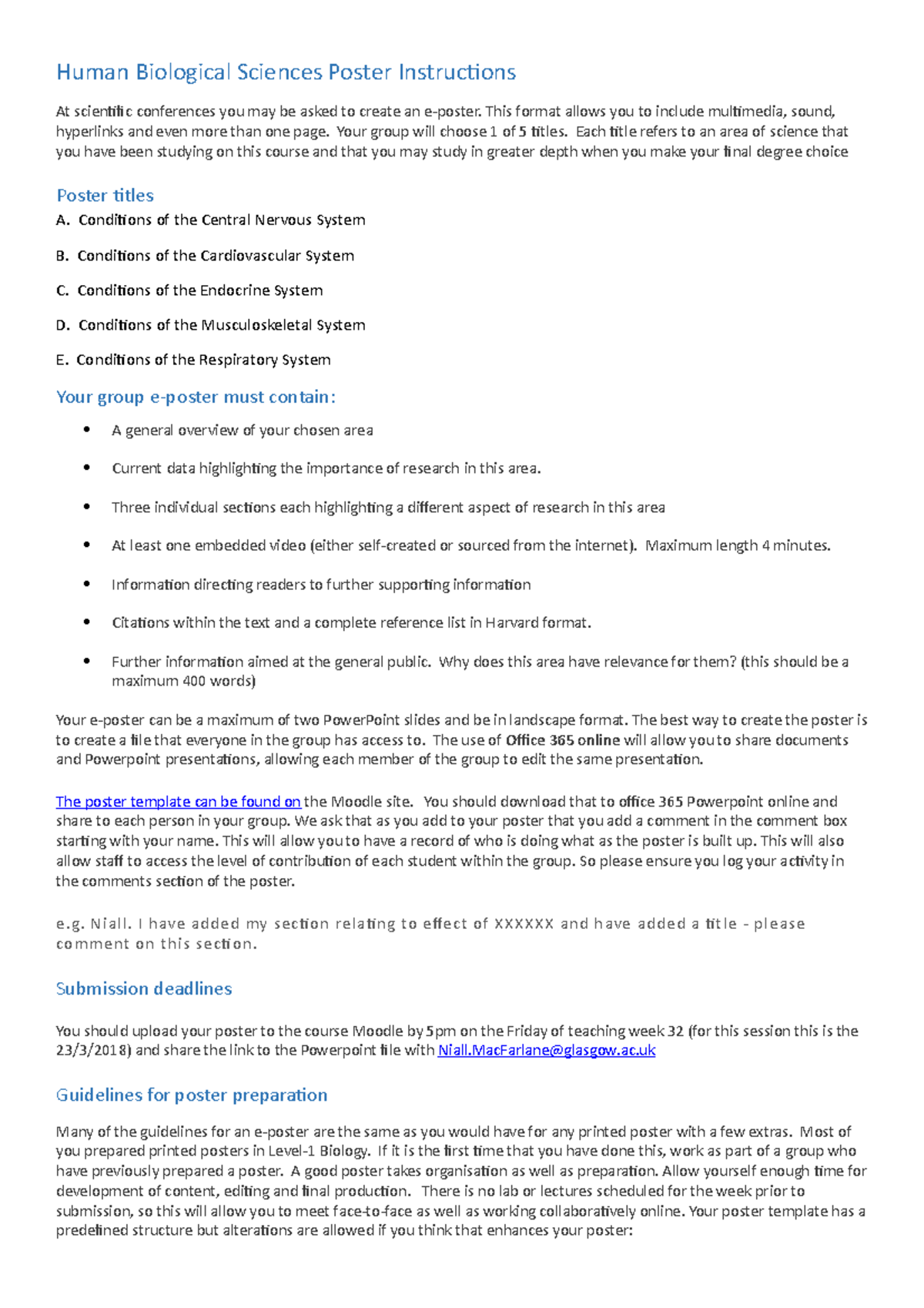 Human Biological Sciences group poster information - Human Biological ...