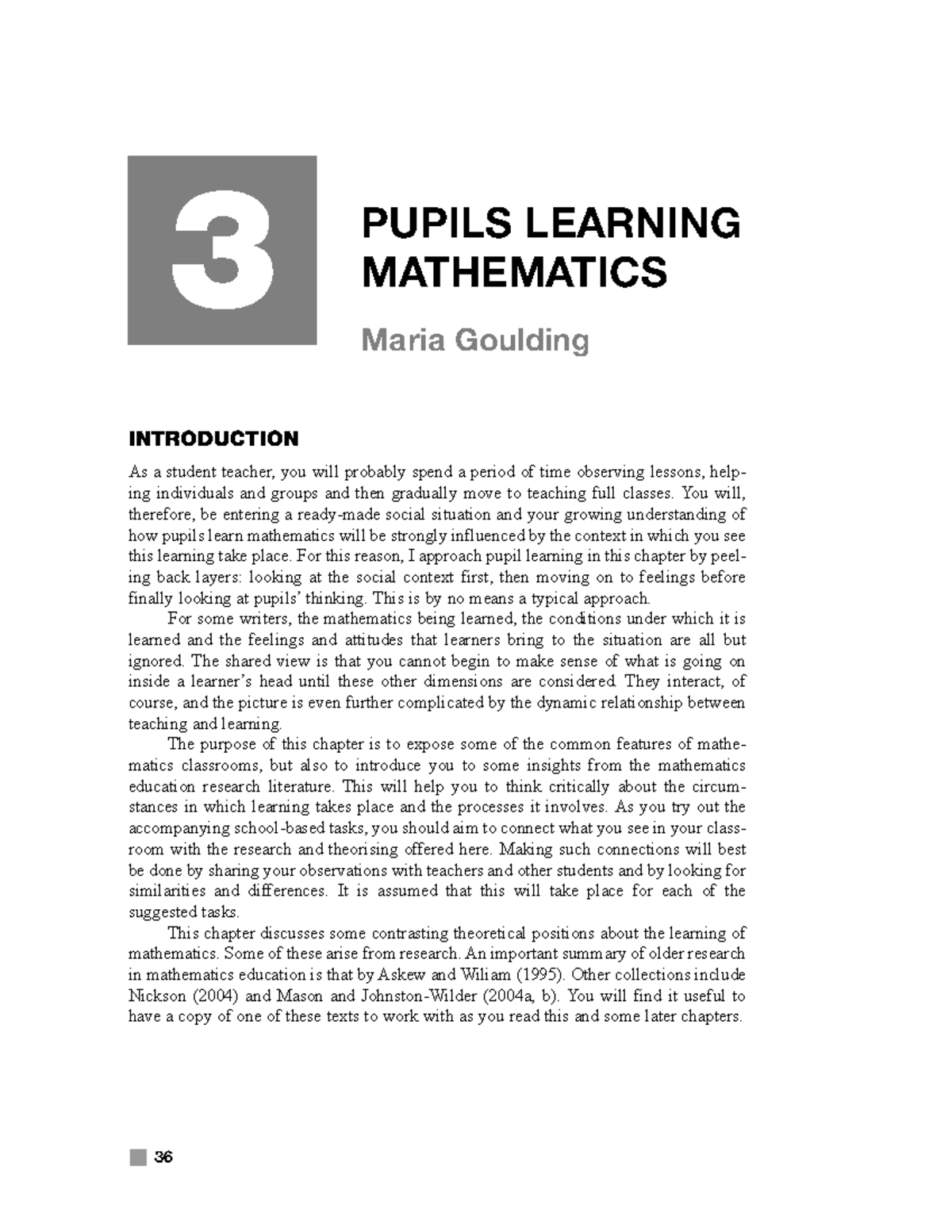 Topic 2 Pupils Learning Mathematics - INTRODUCTION As a student teacher ...