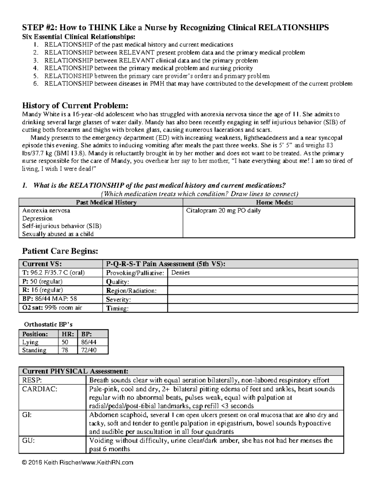 Anorexia Nervosa Case Study - STEP #2: How to THINK Like a Nurse by ...