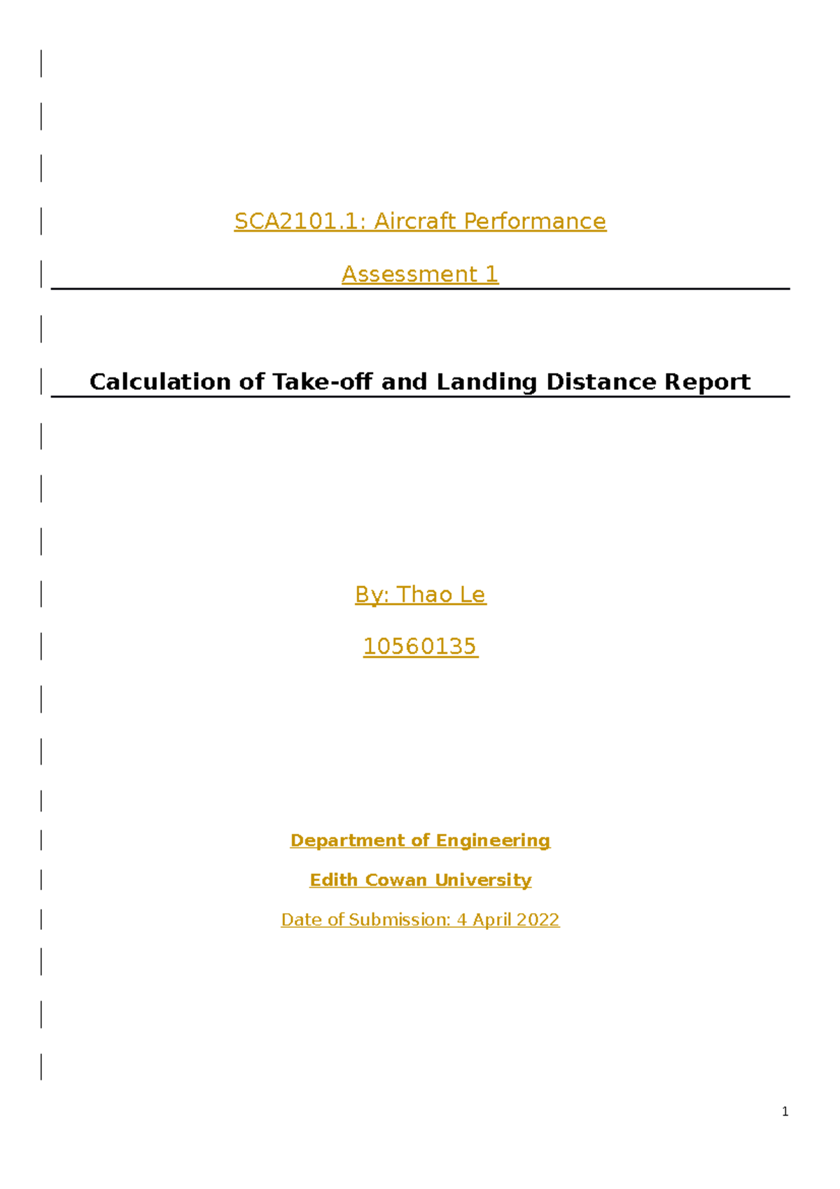 Takeoff AND Landing Distance Report - SCA2101: Aircraft Performance ...
