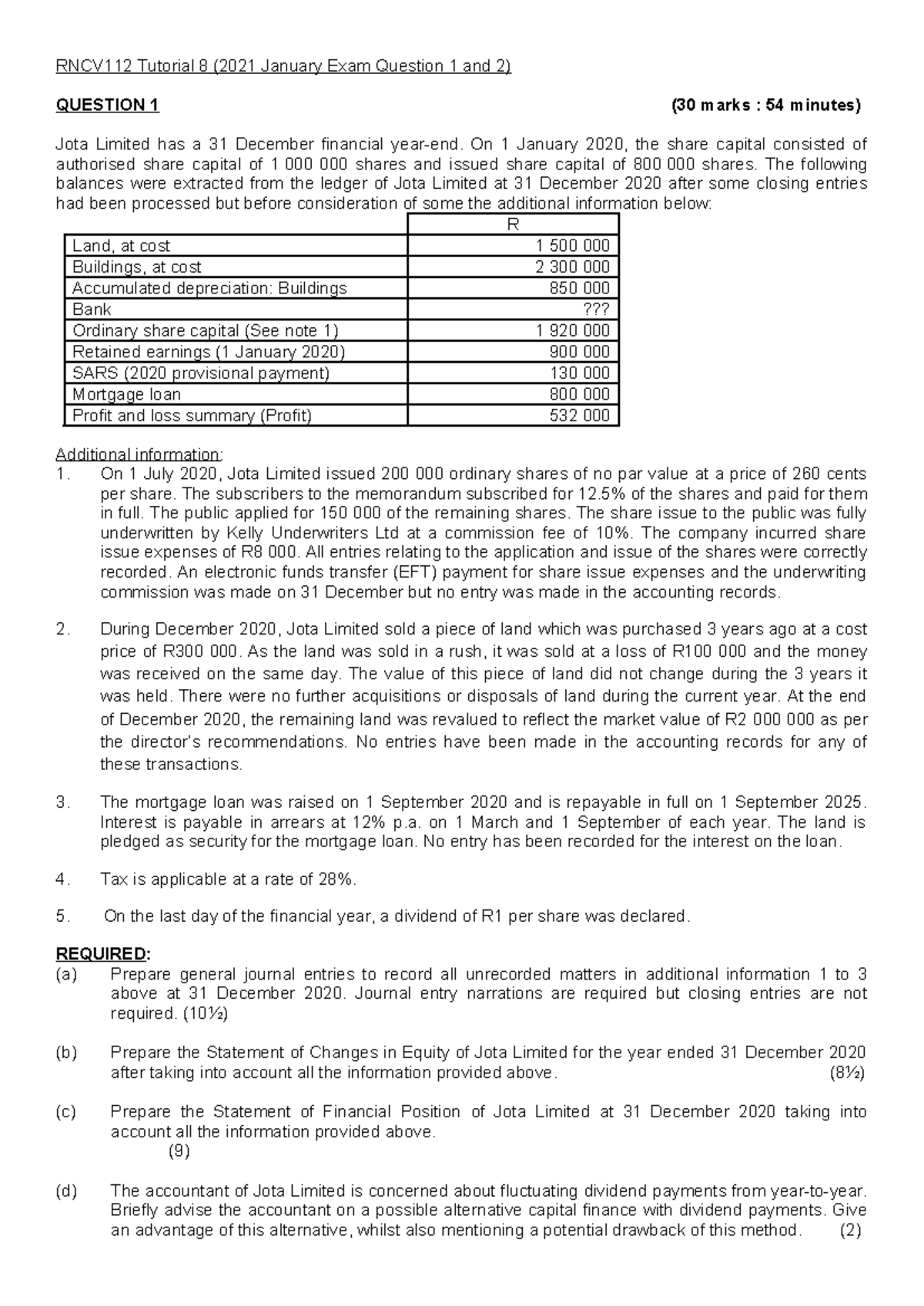 RNCV112 Tutorial 8 (2021 January Q12) - RNCV112 Tutorial 8 (2021 ...