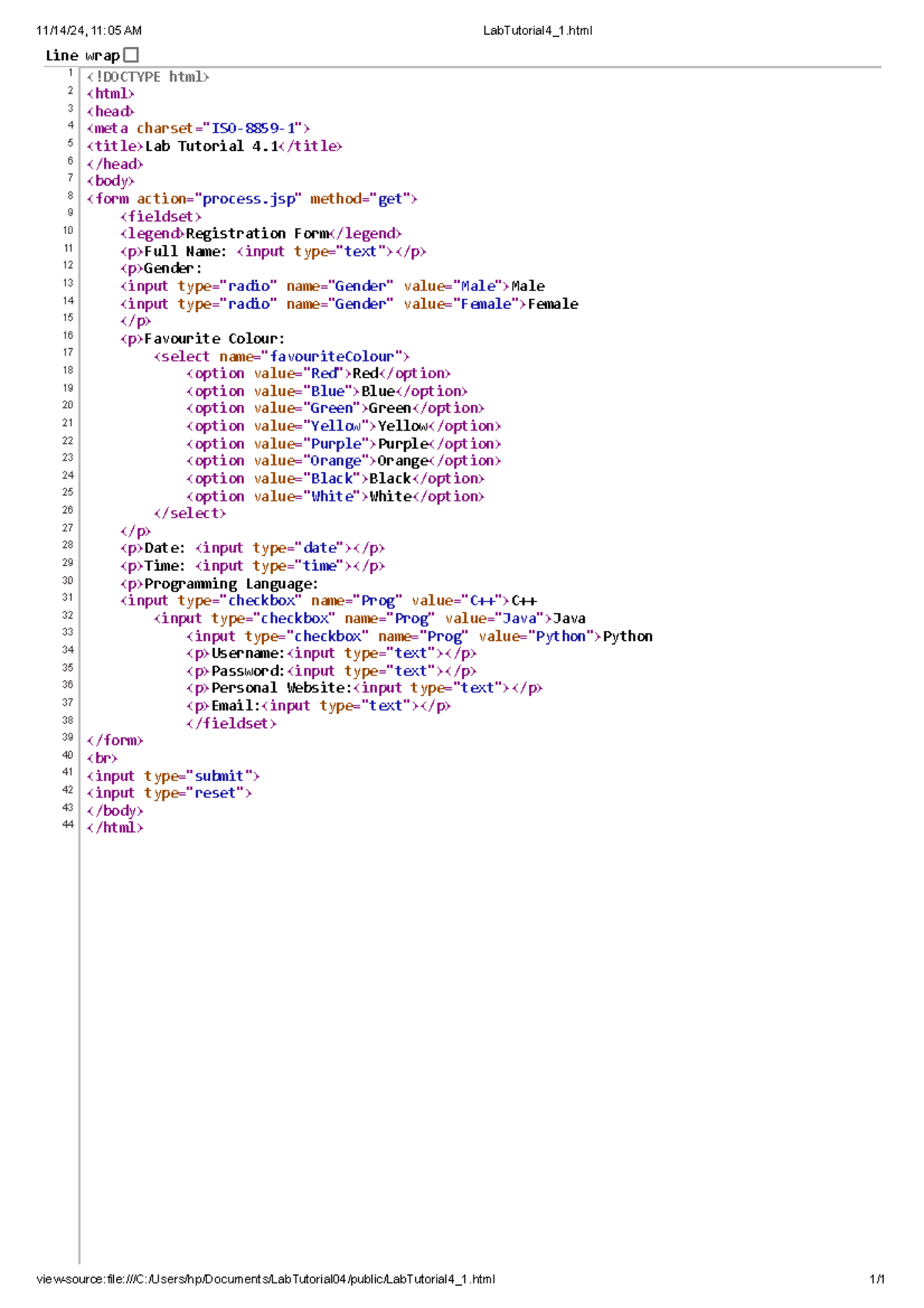 Lab Tutorial 4.1 CSC584 - Line wrap 1 2 3 4