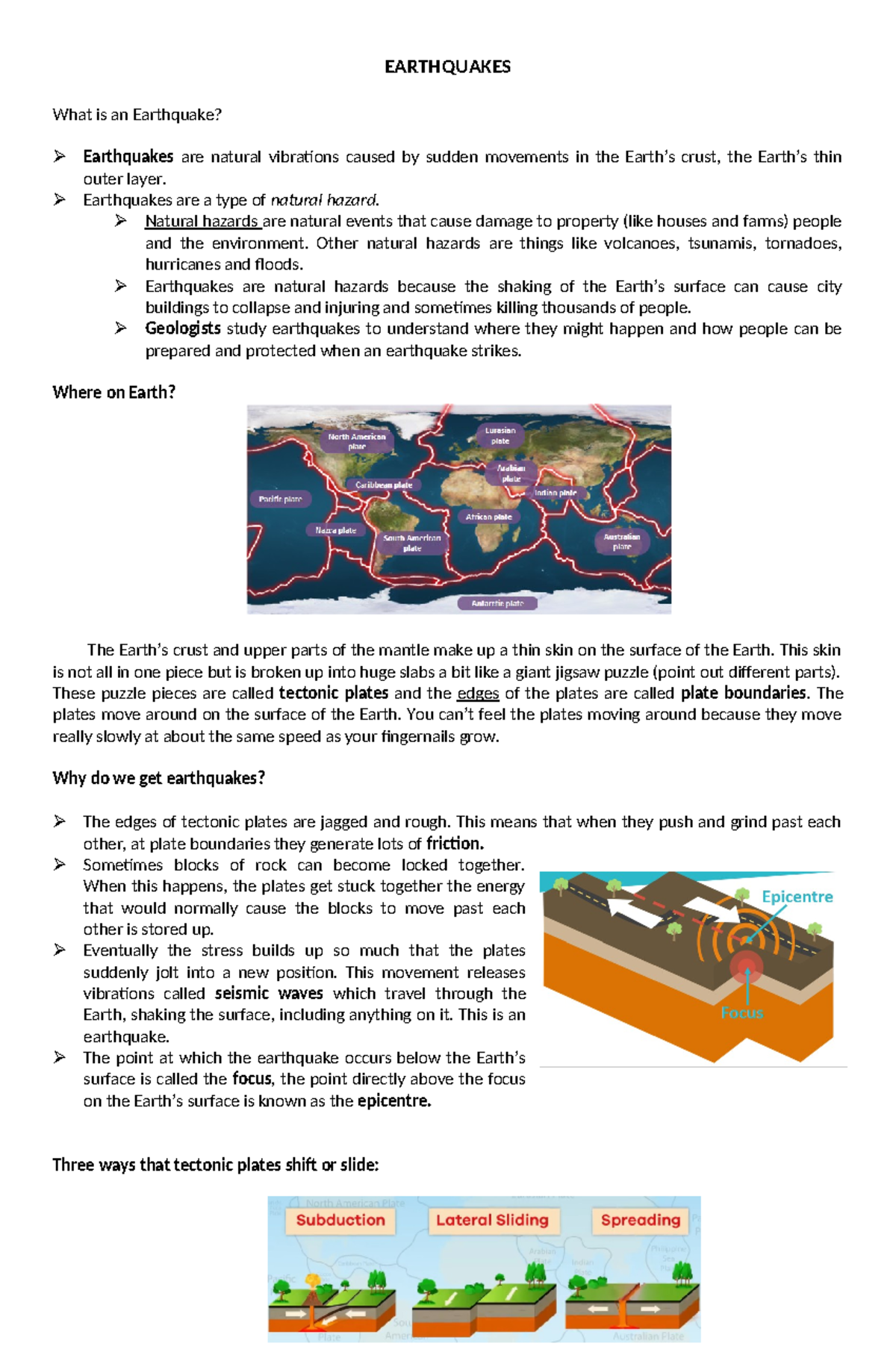 Earthquakes - Notes about earthquake - EARTHQUAKES What is an ...