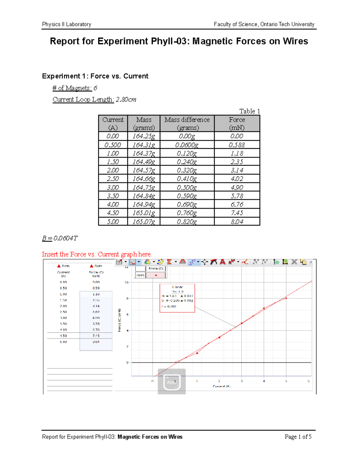 Lab #3 - Lab 3 for Physics 2 - Report for Experiment PhyII-03: Magnetic ...