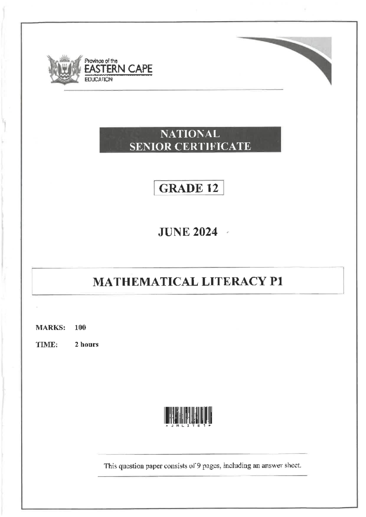 EC JUNE MLIT Paper ONE - Life orientation - Studocu