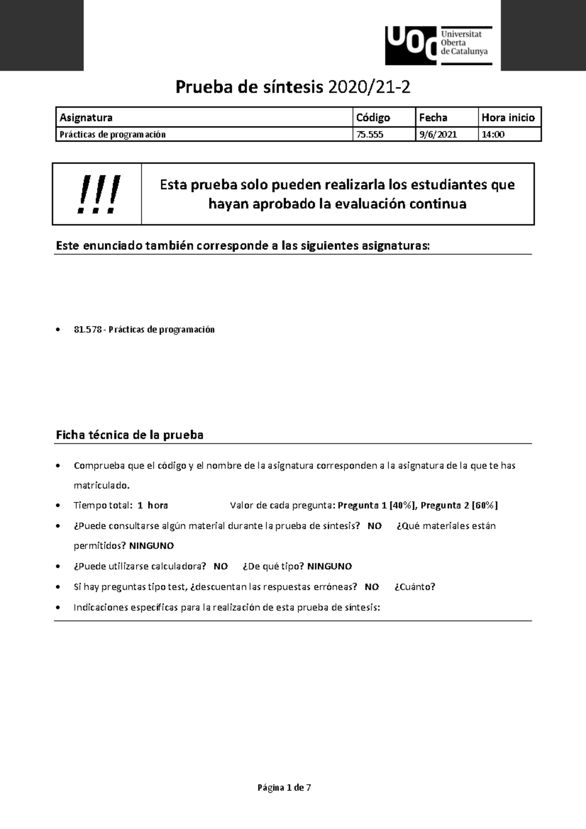 Examen Prácticas de Programación 2020-2021 - Prácticas de Programación ...