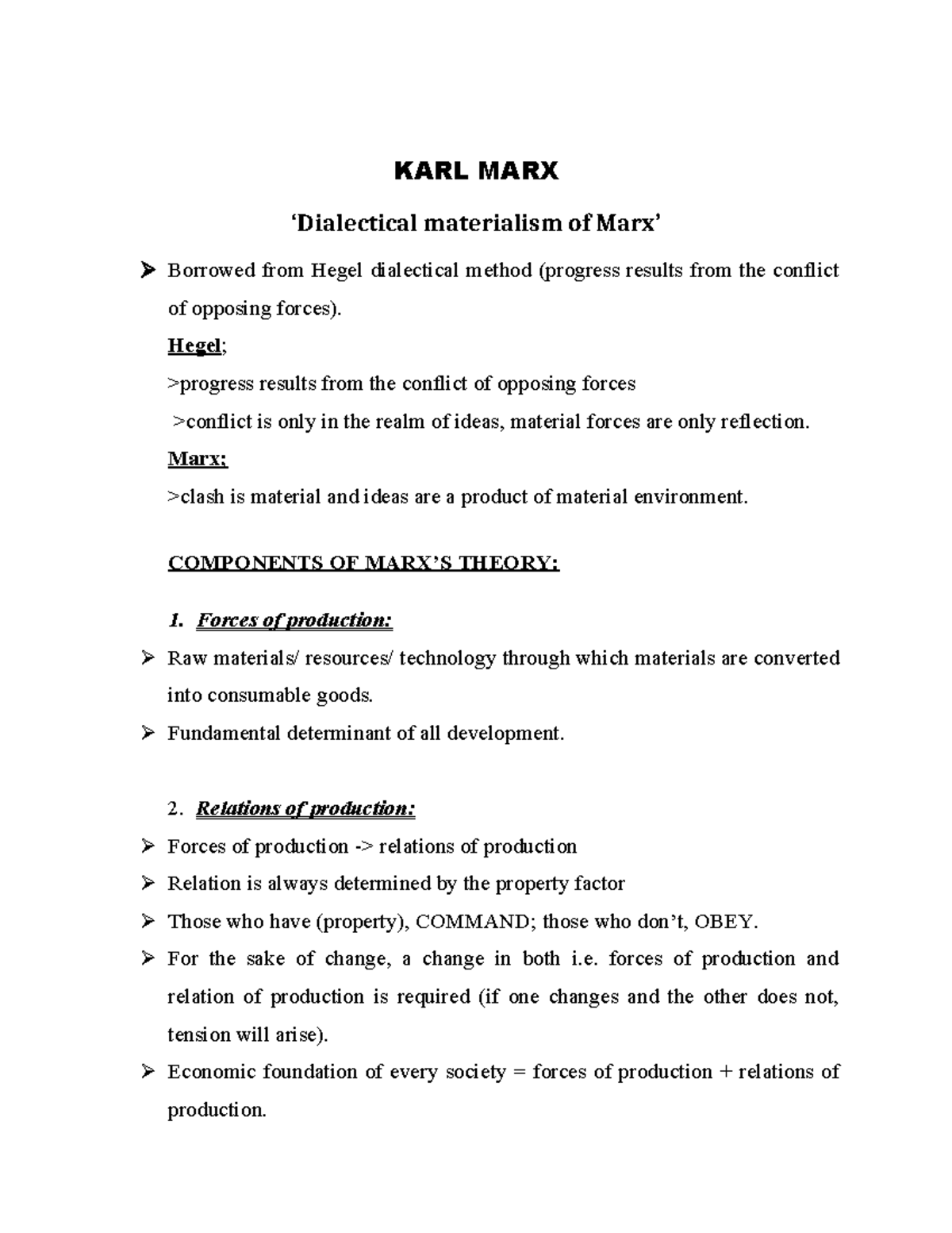 G. KARL MARX - KARL MARX ‘Dialectical materialism of Marx’ Borrowed ...