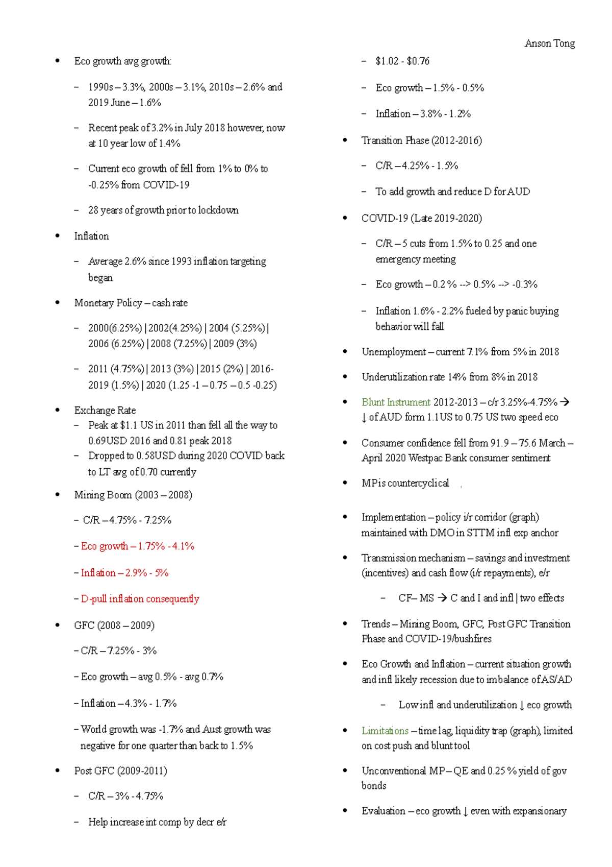 Assessment Task 3 Statistics Sheet - Anson Tong Eco growth avg growth ...