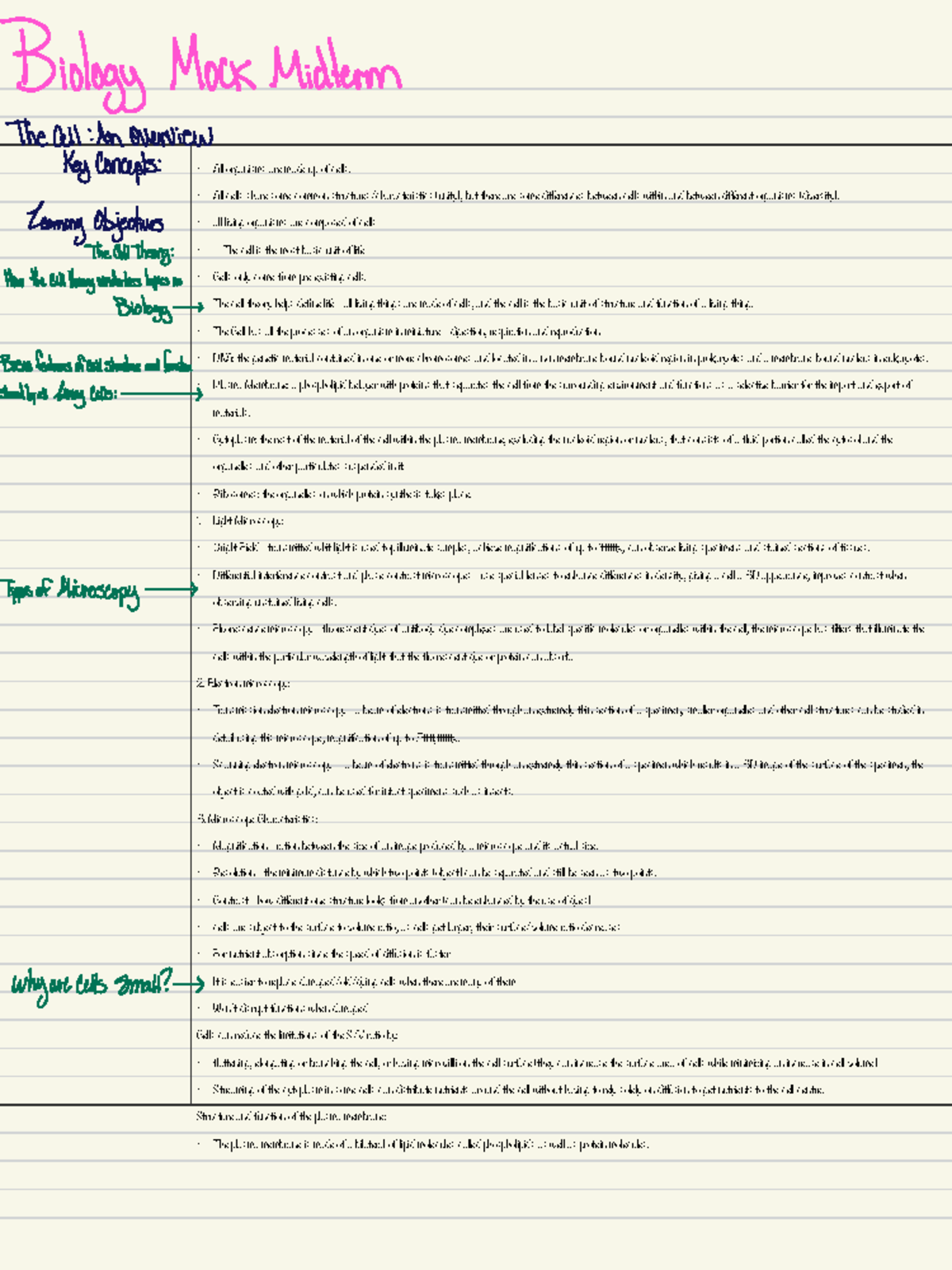 Biology mock midterm study prep - All organisms are made up of cells ...
