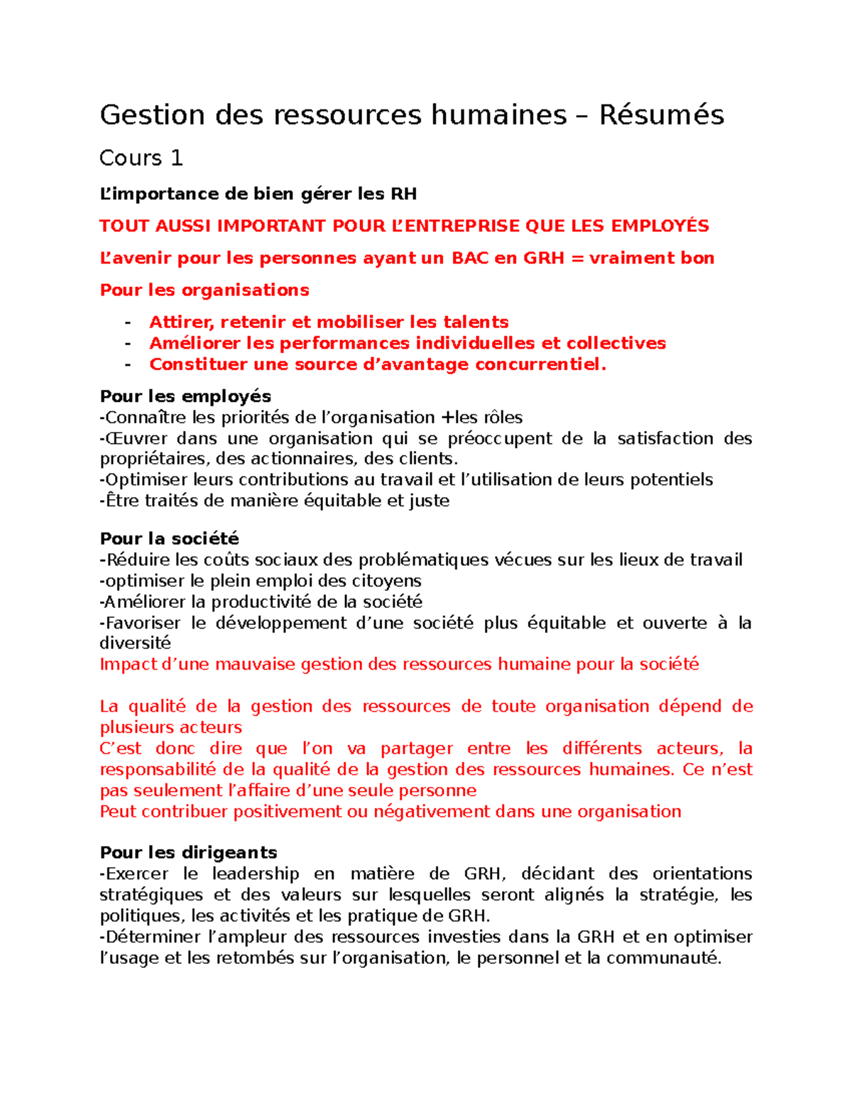 Gestion des ressources humaines - Pour les employés -Connaître les ...