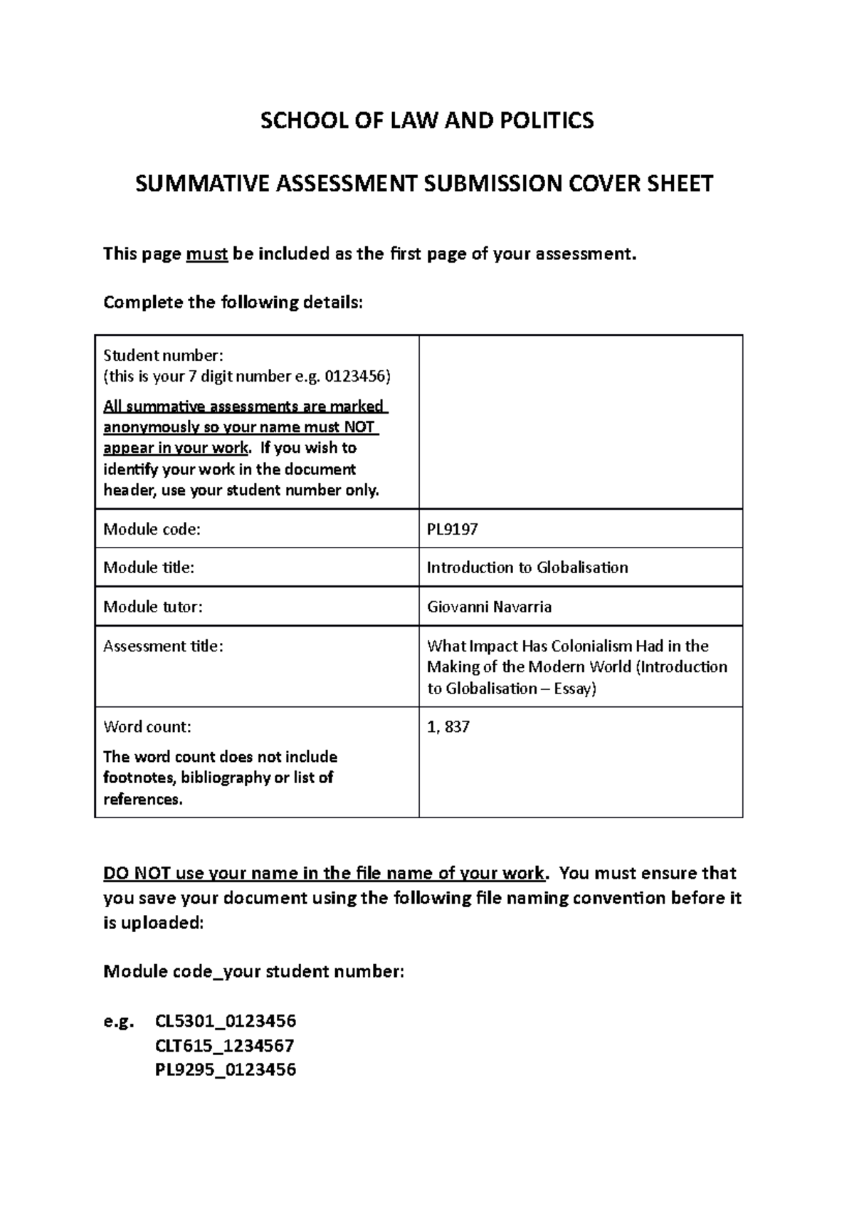 Essay Example 2 - fghjk - SCHOOL OF LAW AND POLITICS SUMMATIVE ...
