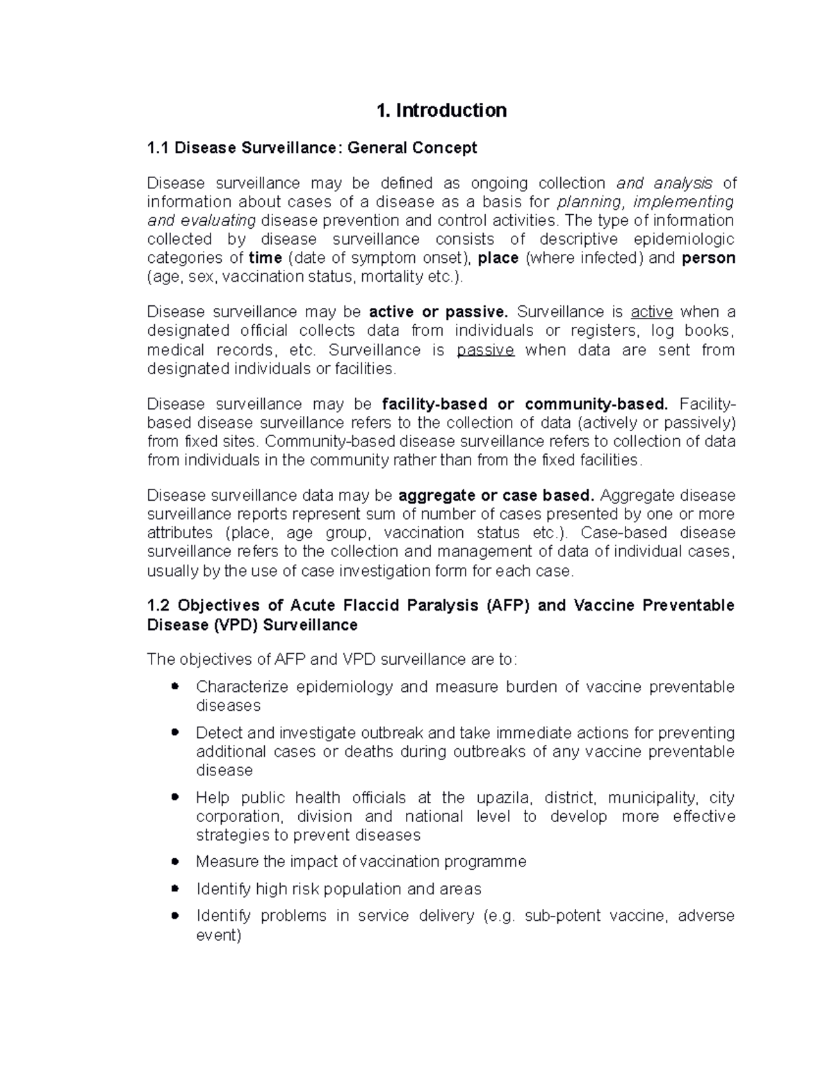 6-VPD Guideline - 1. Introduction 1 Disease Surveillance: General ...