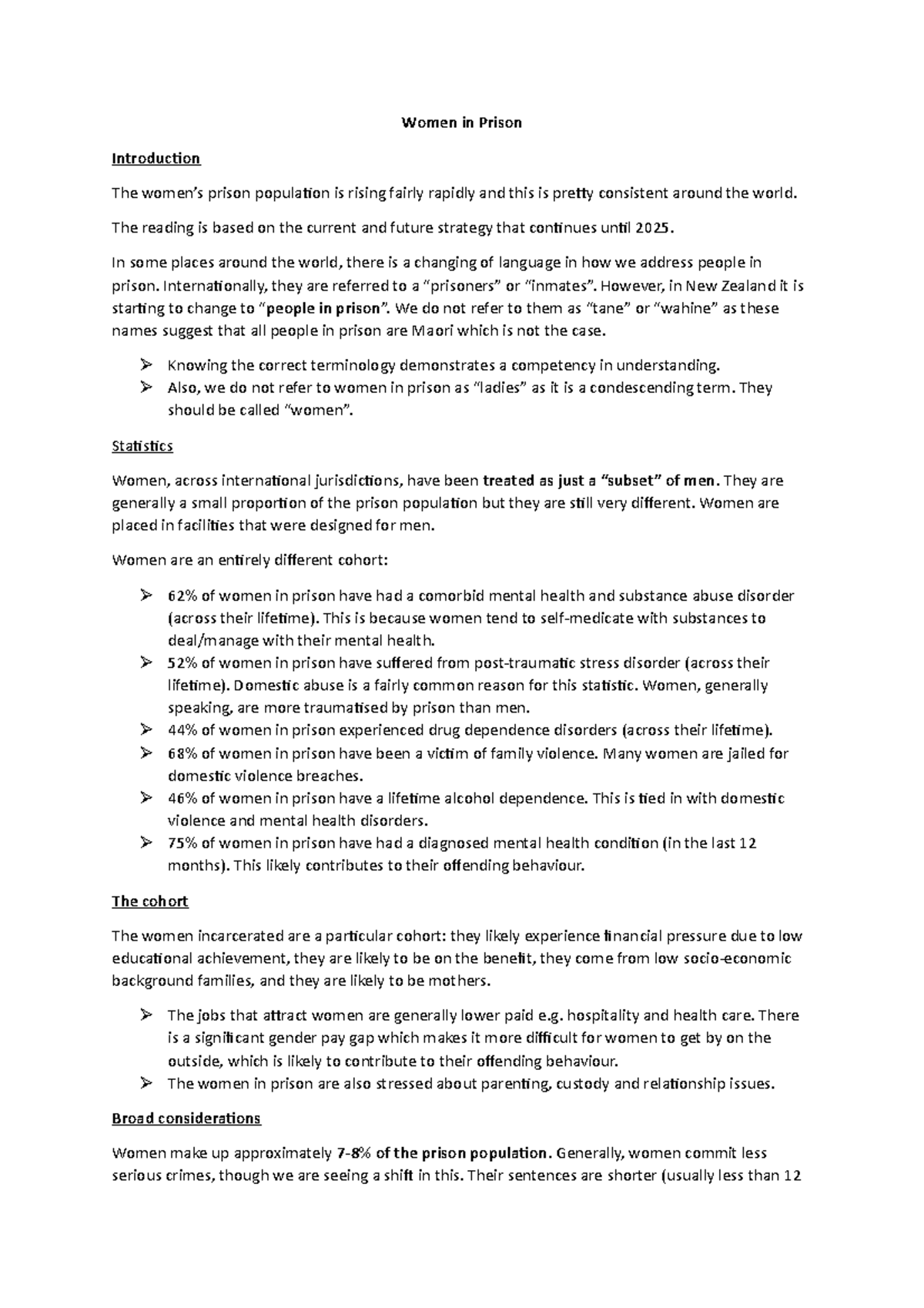 Woman in prison - notes - Women in Prison Introduction The women’s ...