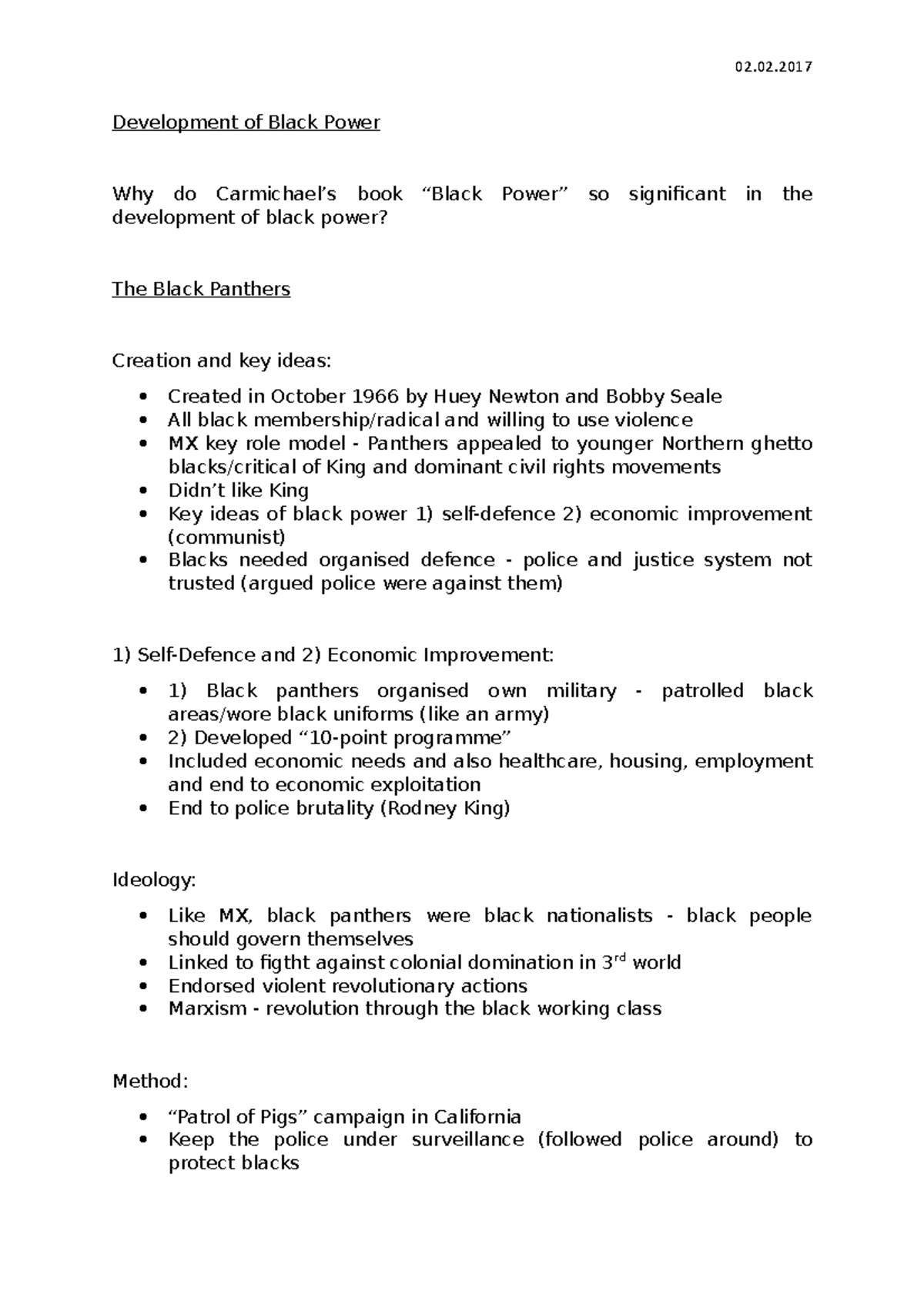 H 2 - Lesson work for American Dream lessons - Development of Black ...