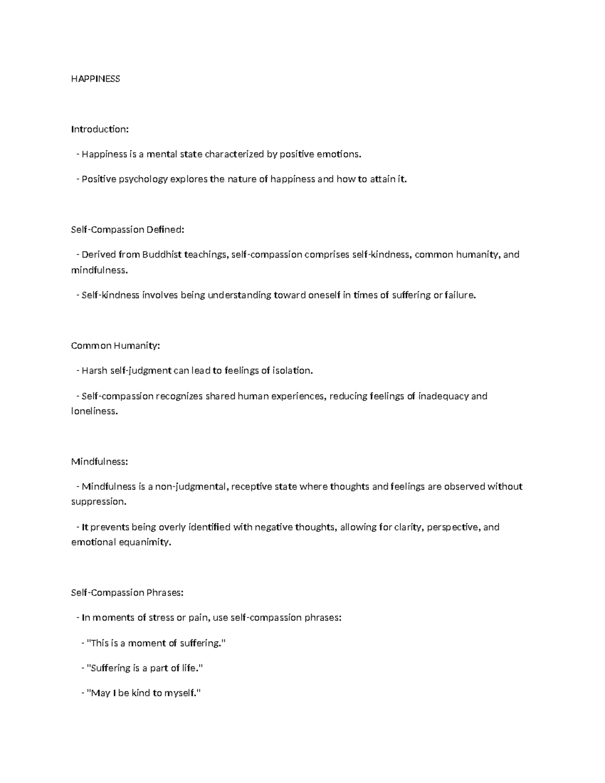 Happiness-WPS-Office - HAPPINESS Introduction: - Happiness is a mental ...