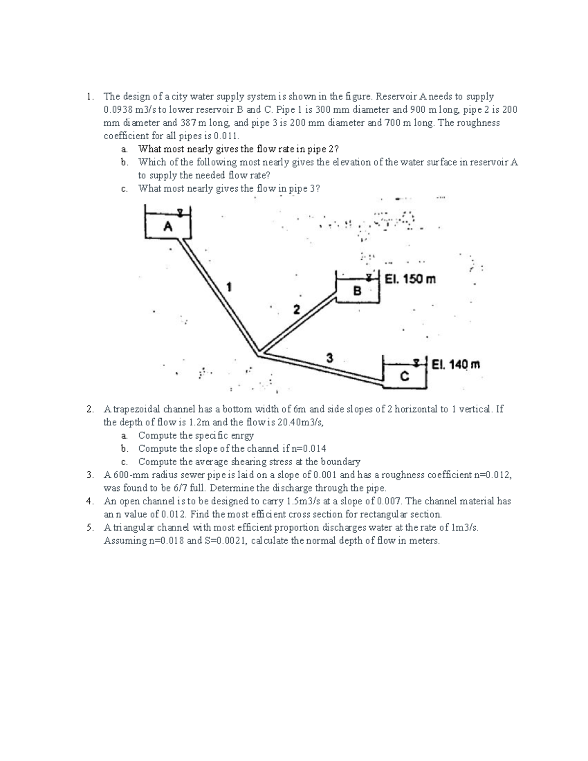 Hydrau-assignment 5 problem solving - The design of a city water supply ...