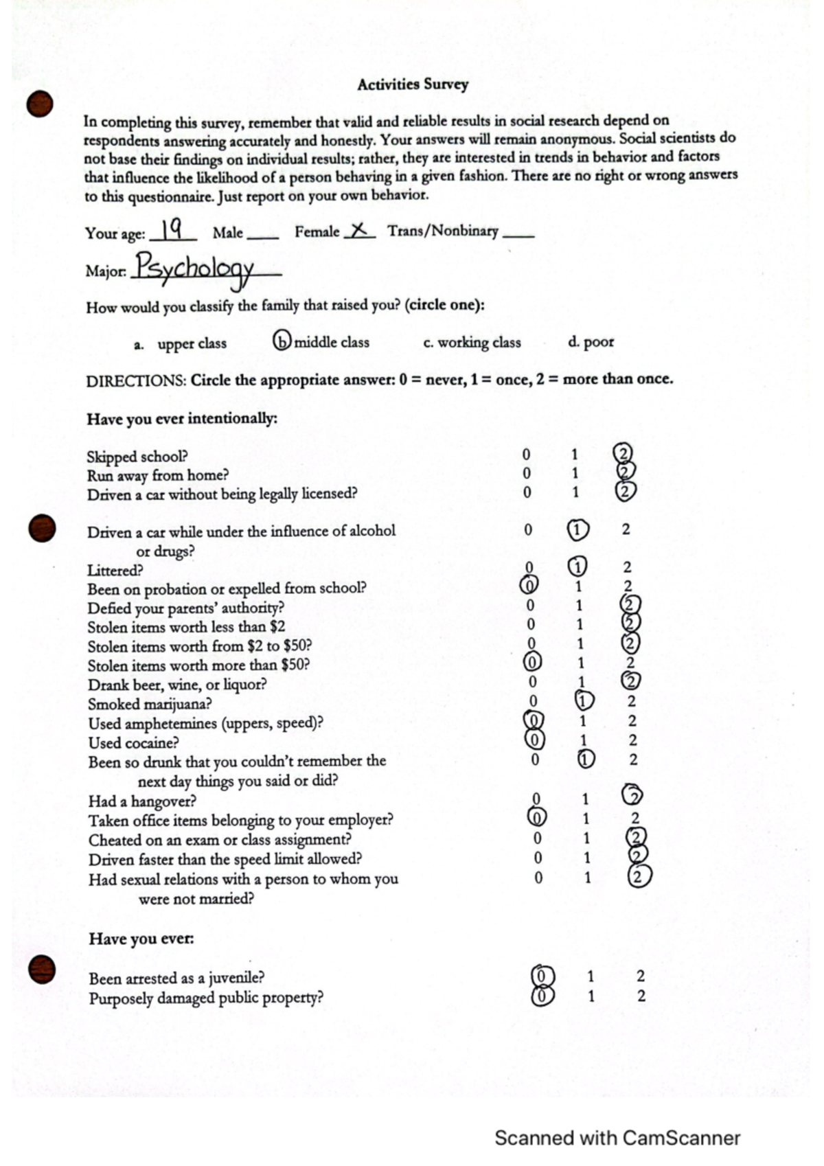 Activity Survey - Sociology 276 - Studocu