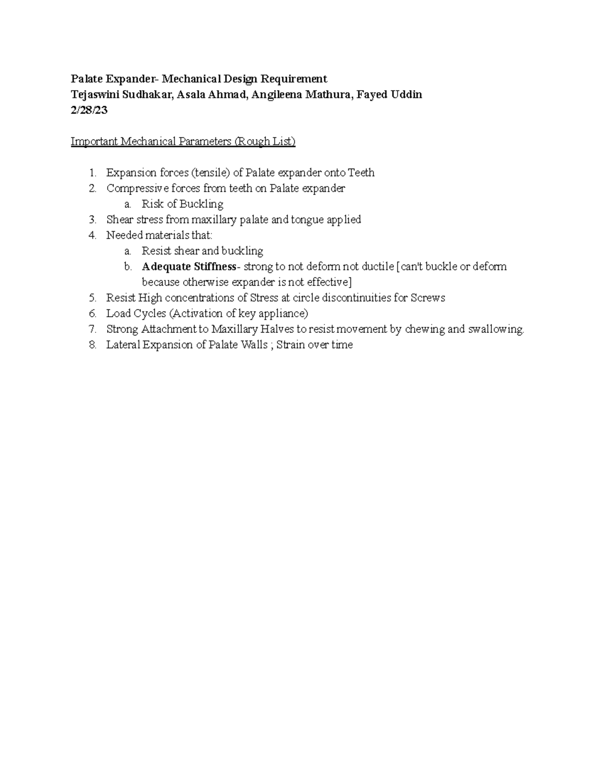 Mechanical Design requirements draft - Palate Expander- Mechanical ...