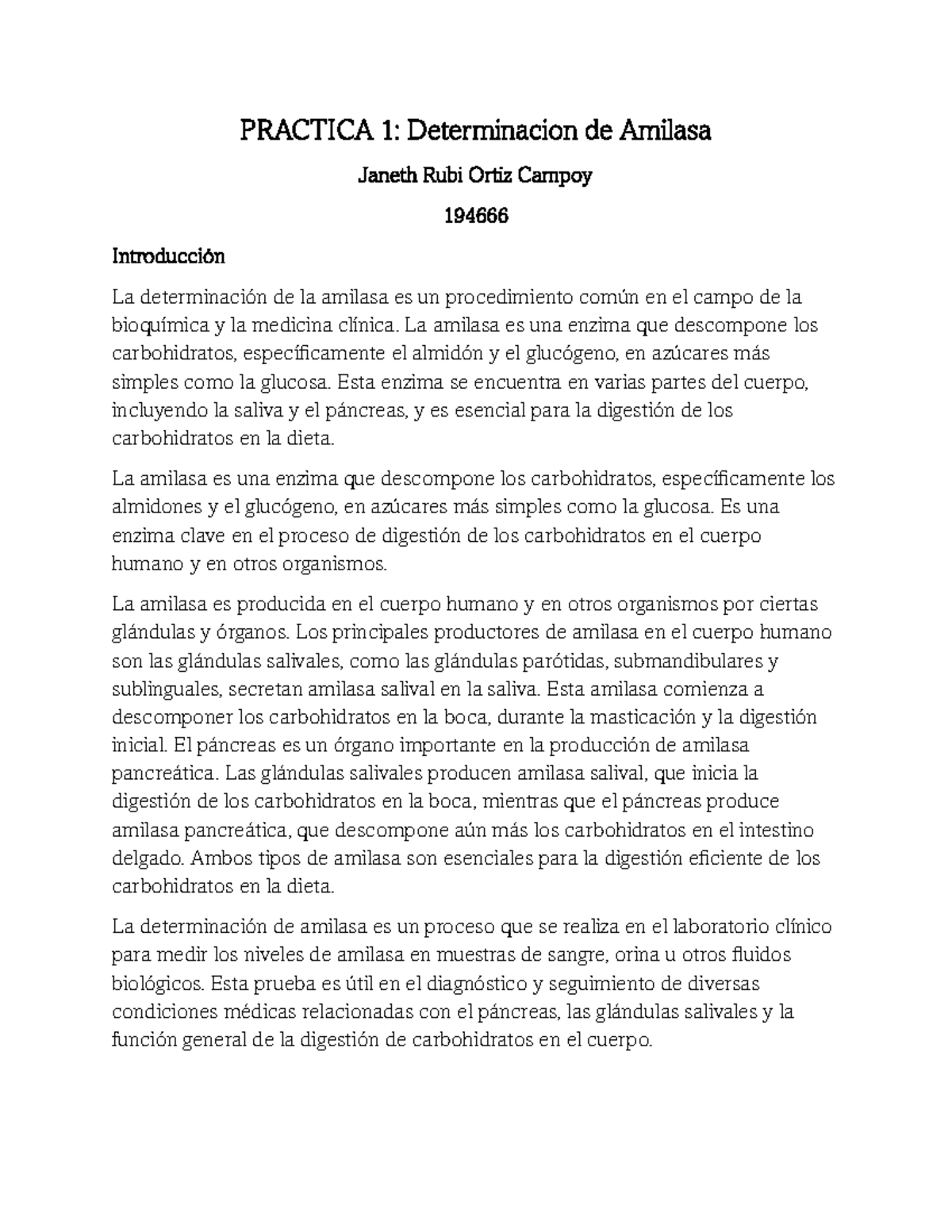 practica 1 determinacion de amilasa - PRACTICA 1 : Determinacion de ...