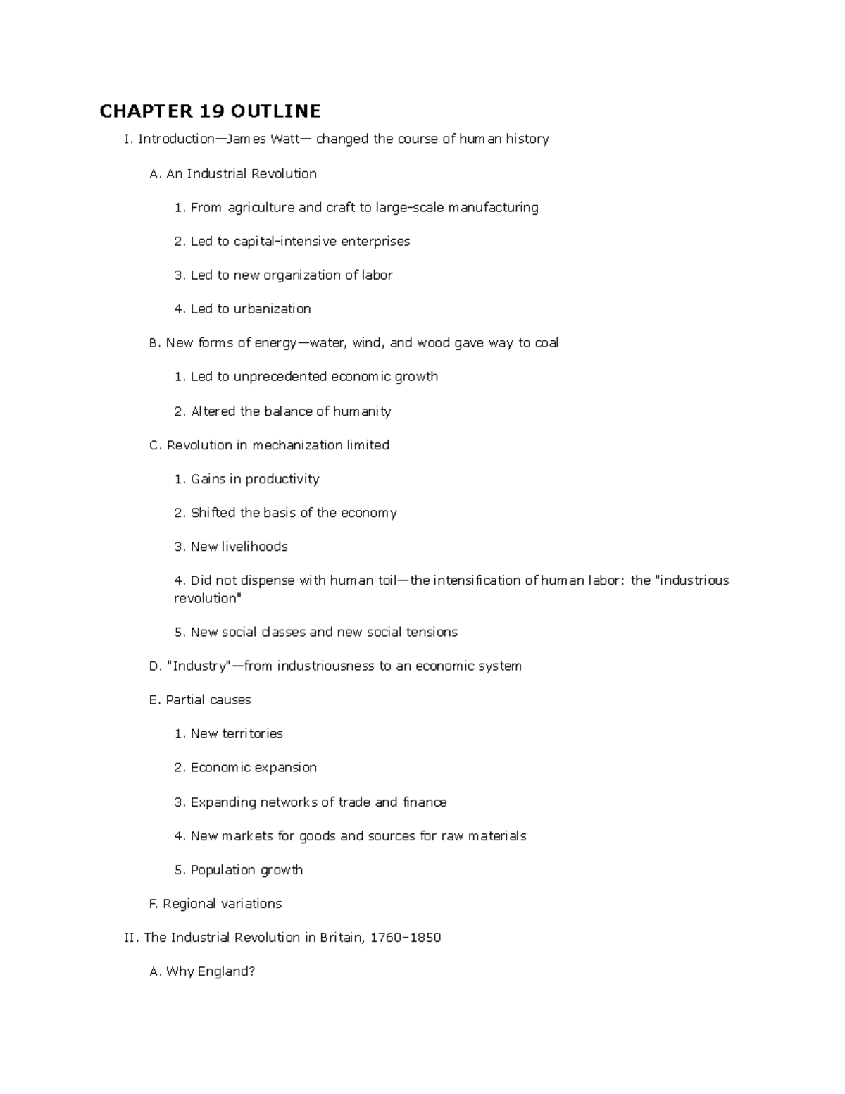 Chapter 19 Outline - CHAPTER 19 OUTLINE I. Introduction—James Watt ...