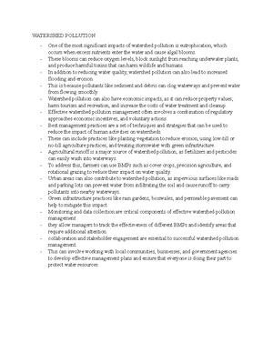 Watershed Pollution Notes 1 - WATERSHED POLLUTION Watershed pollution ...