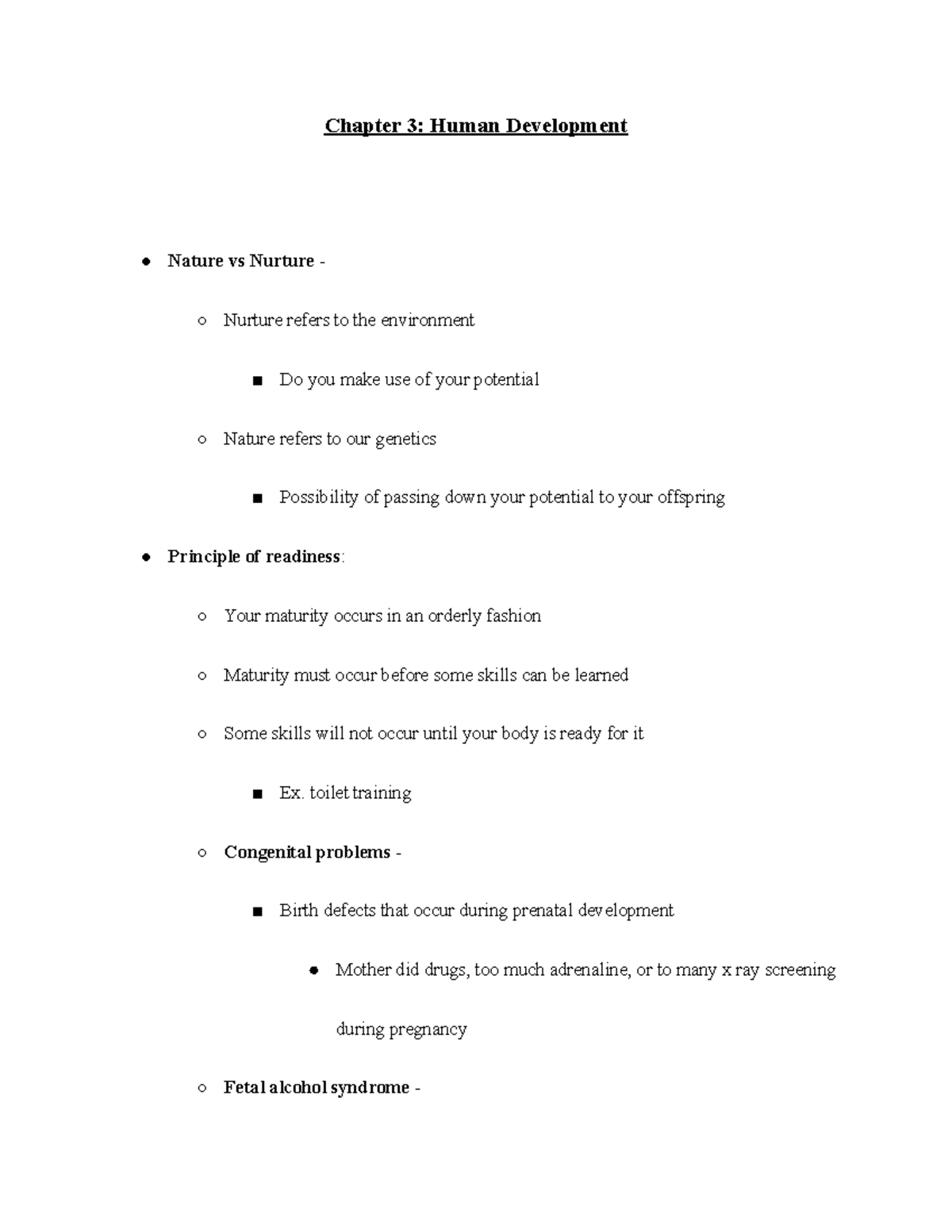 Chapter 3 Human Development - Chapter 3: Human Development Nature vs ...