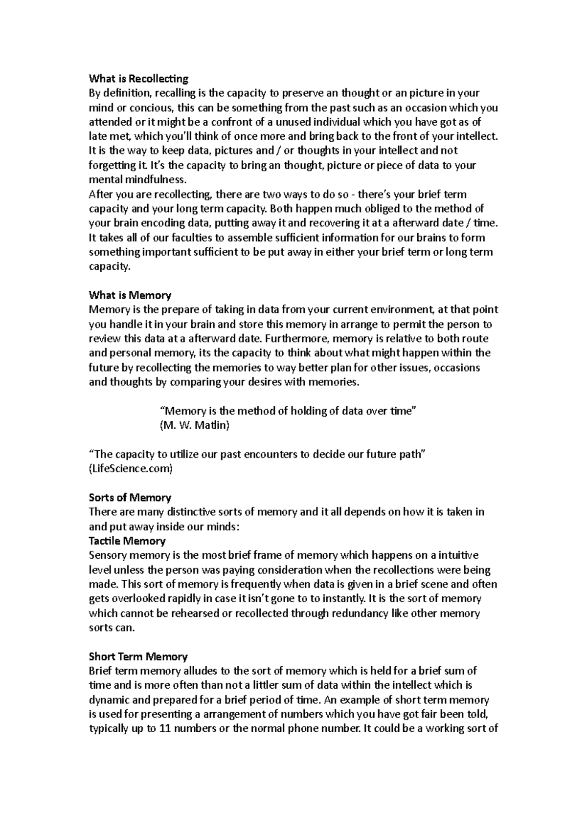 What is Recollecting - It is the way to keep data, pictures and / or ...