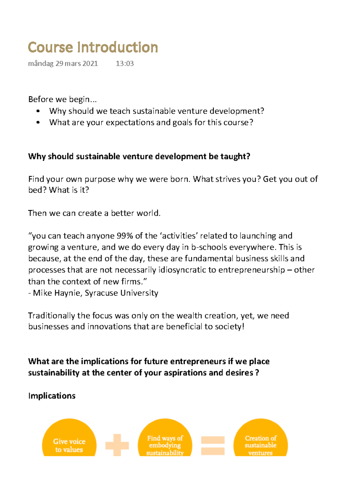 Course Introduction - Sustainable - Before we begin... - Why should we ...