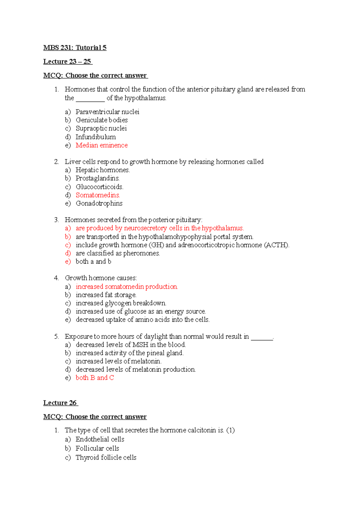 MBS 231 - Tutorial 5 26 April MEMO - MBS 231: Tutorial 5 Lecture 23 ...