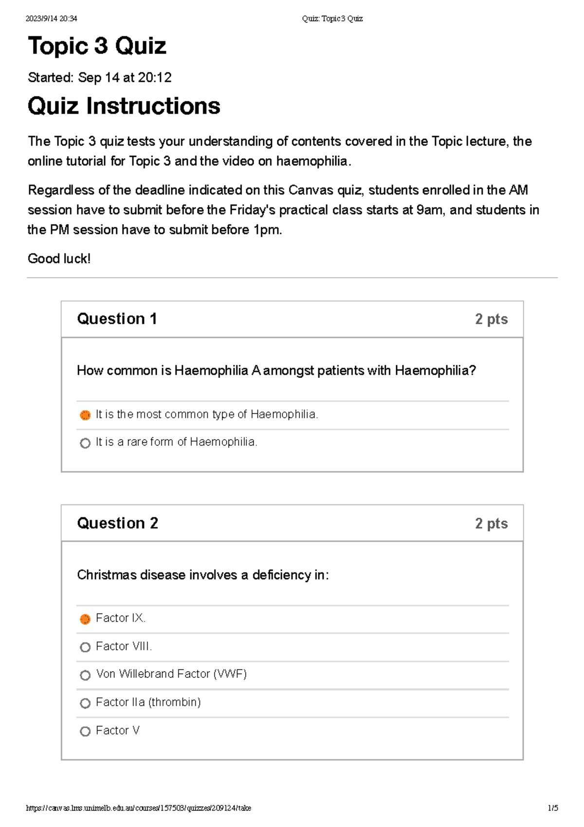 Quiz Topic 3 Quiz - Topic 3 Quiz Started: Sep 14 at 20: Quiz ...