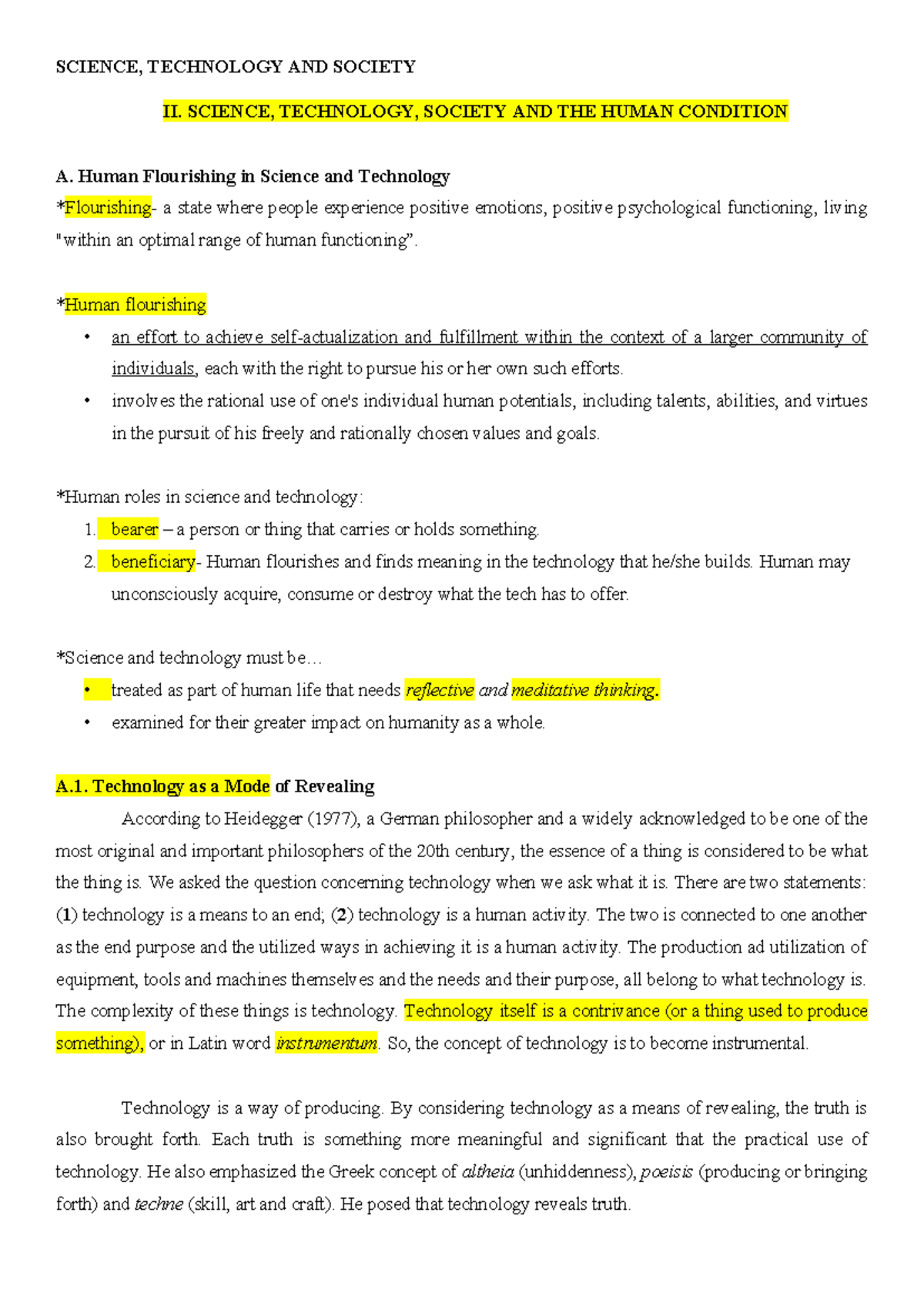 STS midterms - SCIENCE, TECHNOLOGY AND SOCIETY II. SCIENCE, TECHNOLOGY ...