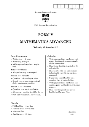 Year 10 Advanced Mathematics Exam prep - Year 10 Advanced Mathematics ...
