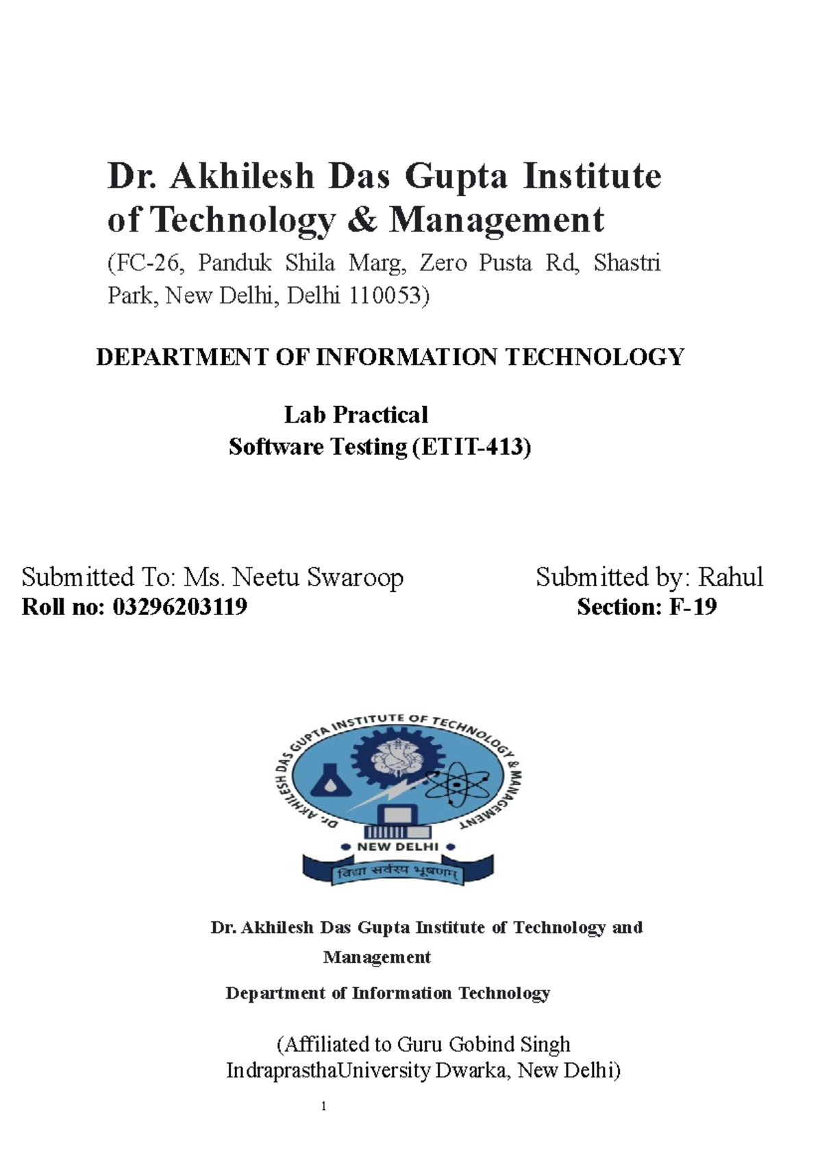 Software Testing File Lab file-1 (1) - Dr. Akhilesh Das Gupta Institute ...