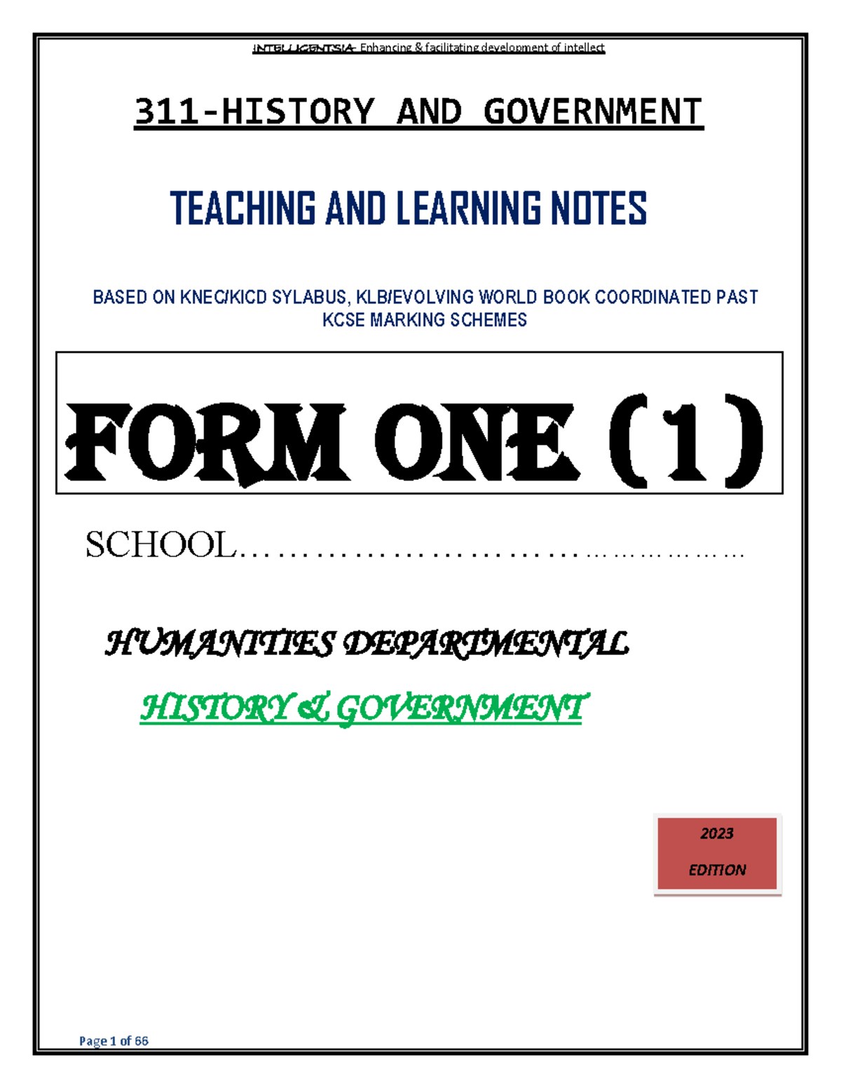 311- F1 Notes Comrade Mandela - 311 - HISTORY AND GOVERNMENT TEACHING ...