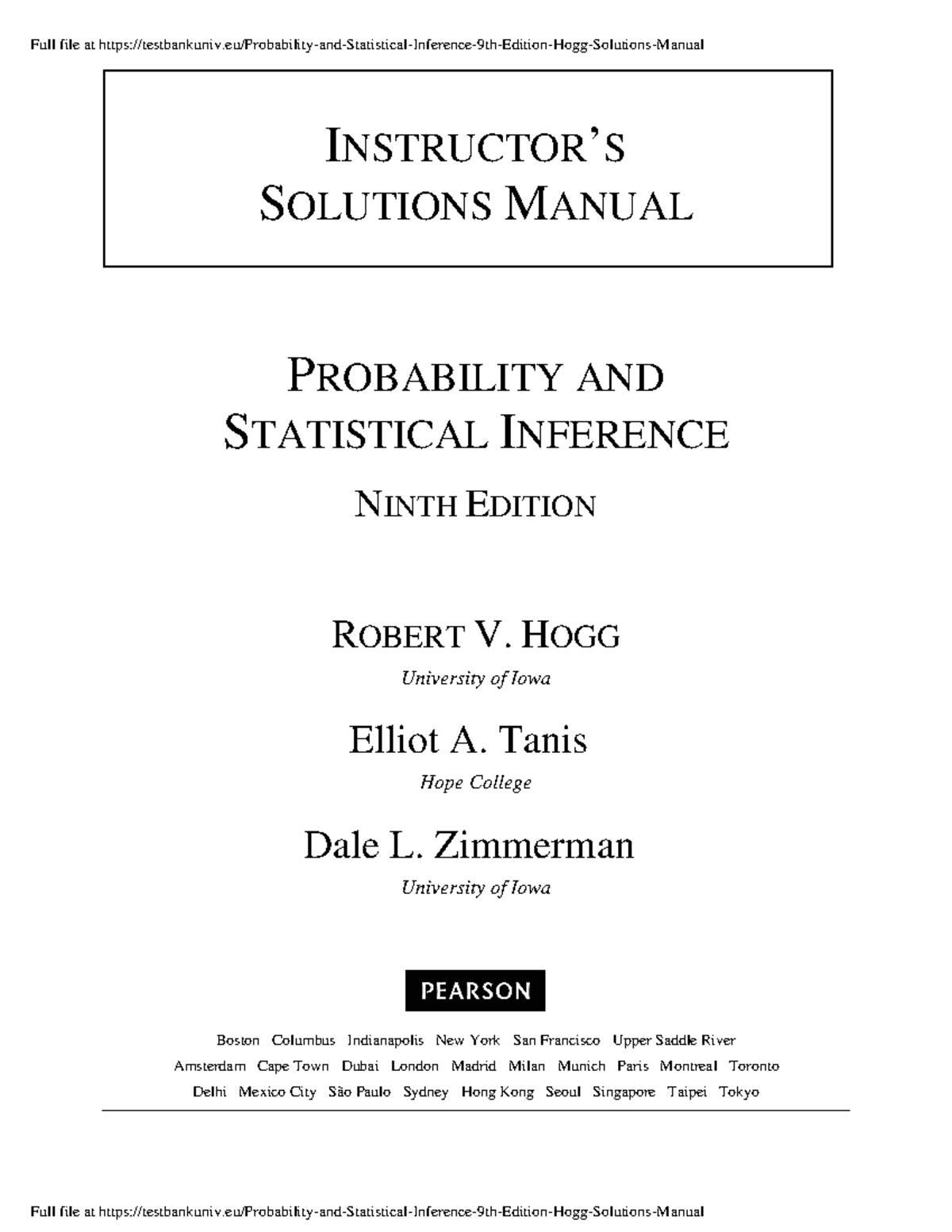 Instructor 39s solutions manual probability and statistical inference ninth edition pdf free ...