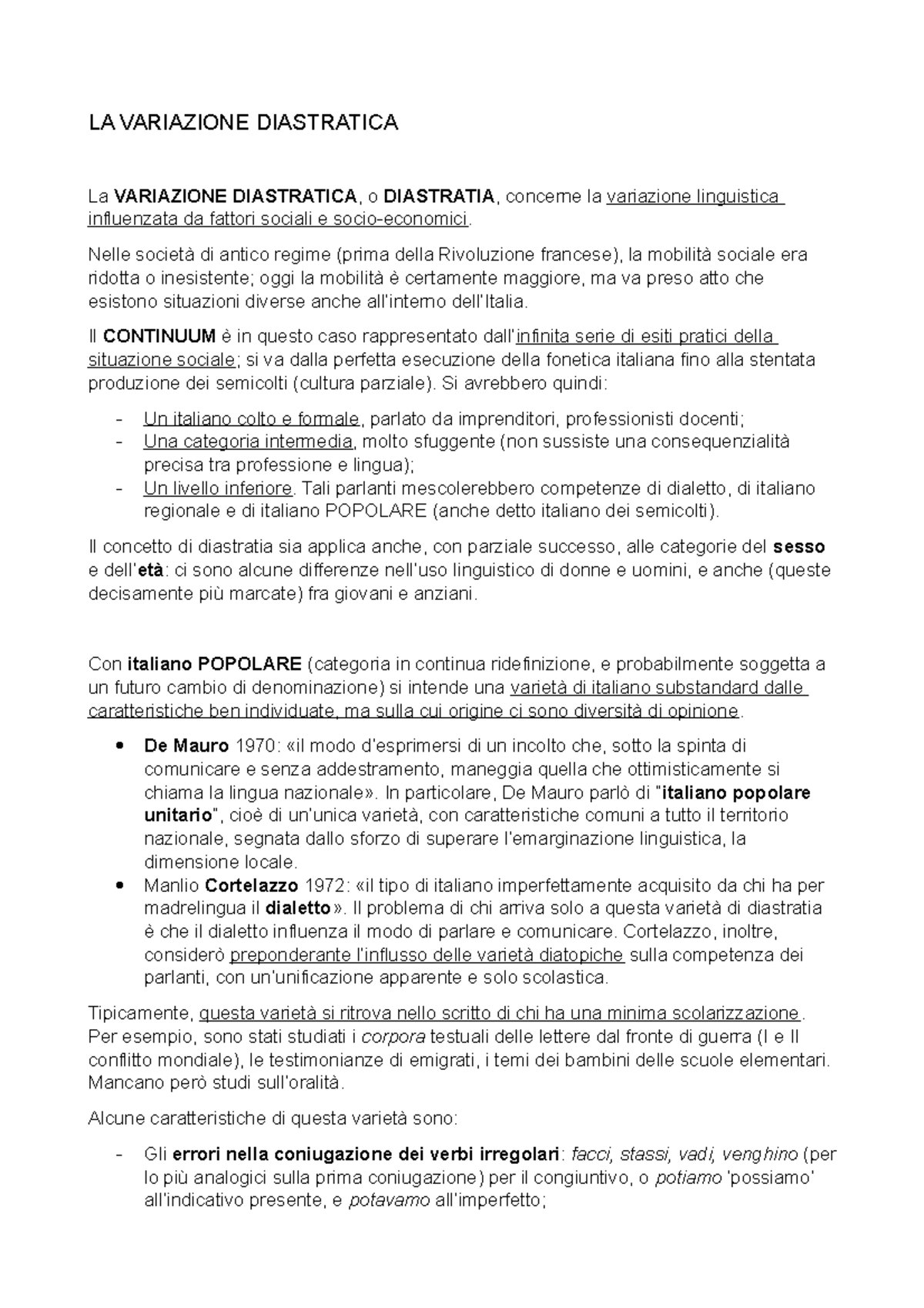 La variazione diastratica - LA VARIAZIONE DIASTRATICA La VARIAZIONE ...