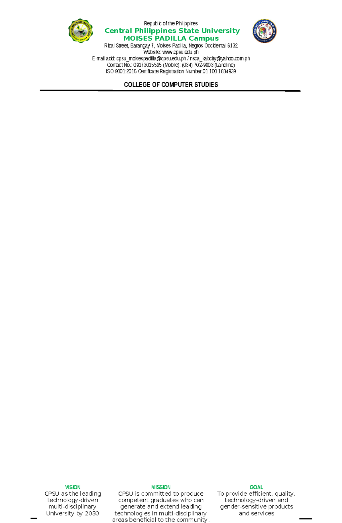 Header and Footer for Letters - Republic of the Philippines Central ...