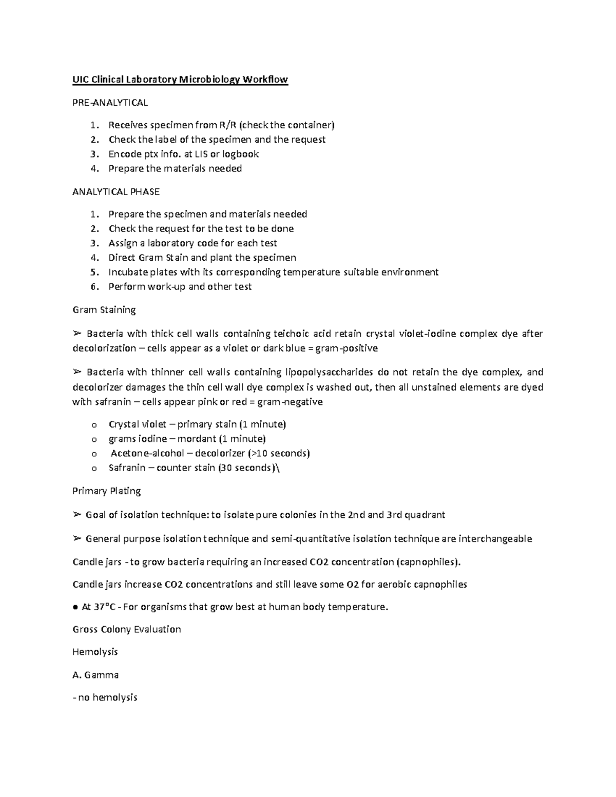 UIC Clinical Laboratory Microbiology Workflow - UIC Clinical Laboratory ...