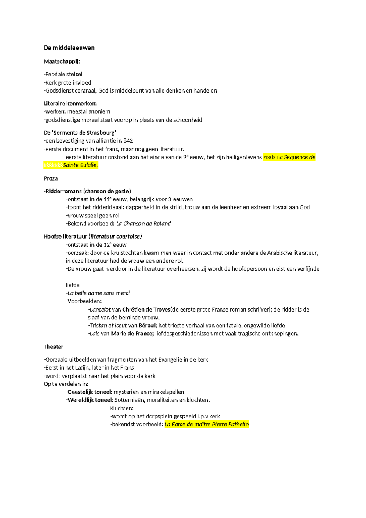 De middeleeuwen frans literatuurgeschiedenis samenvatting - De ...