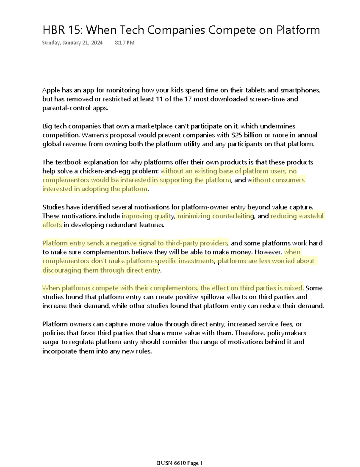 HBR When Tech Companies Compete on Platform Summary - Apple has an app ...