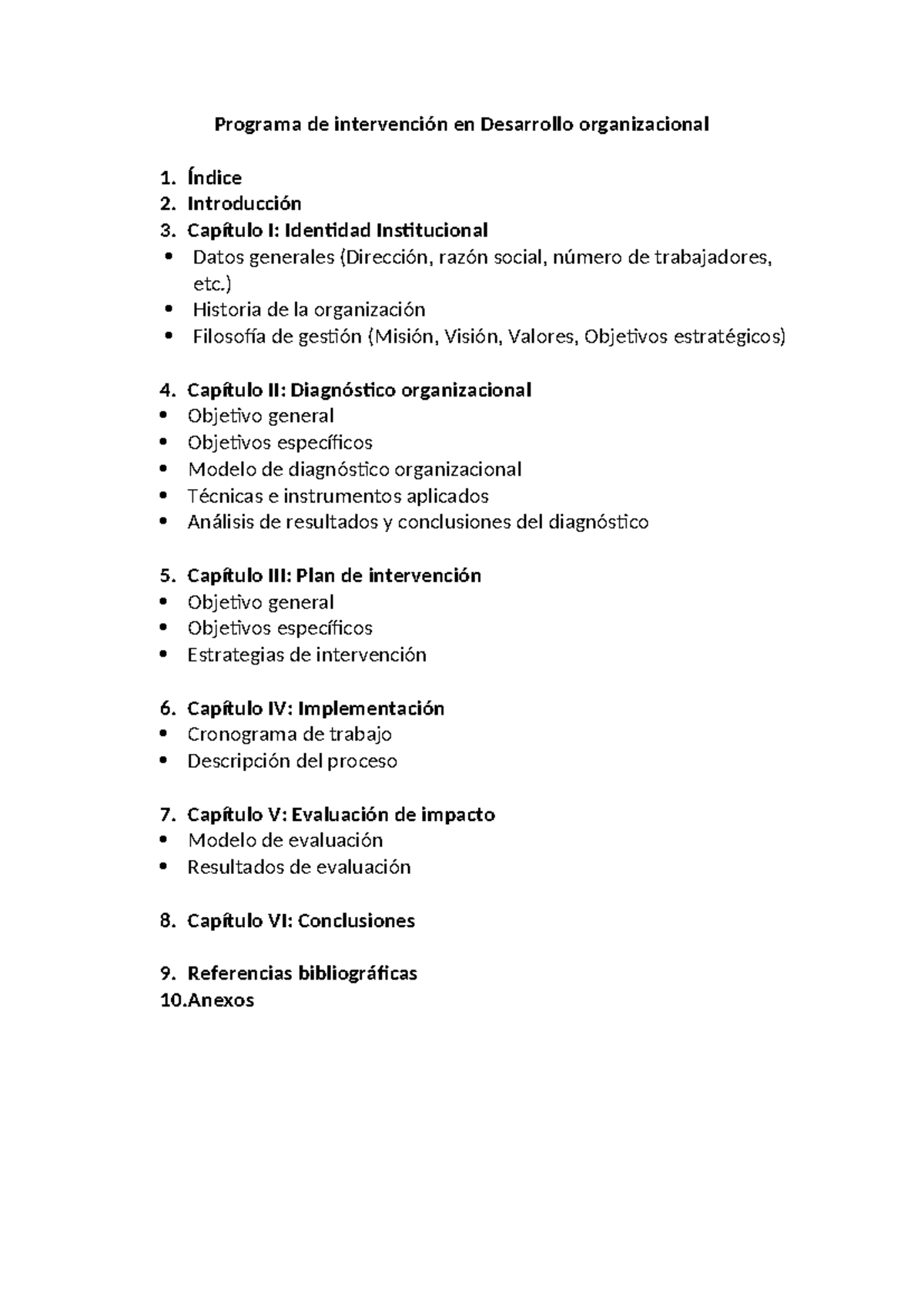 Esquema del plan de intervención en DO - Programa de intervención en ...