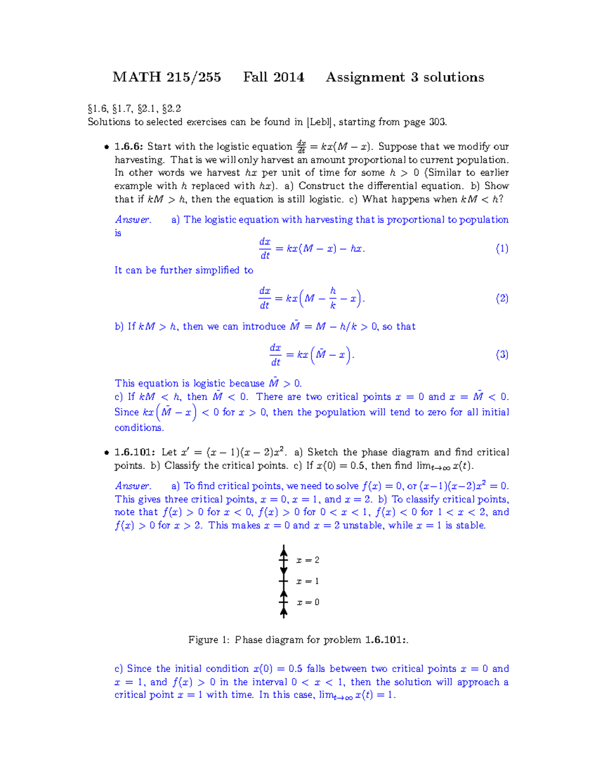 H3s - Practice homework 3 solutions - MATH 215/255 Fall 2014 Assignment ...