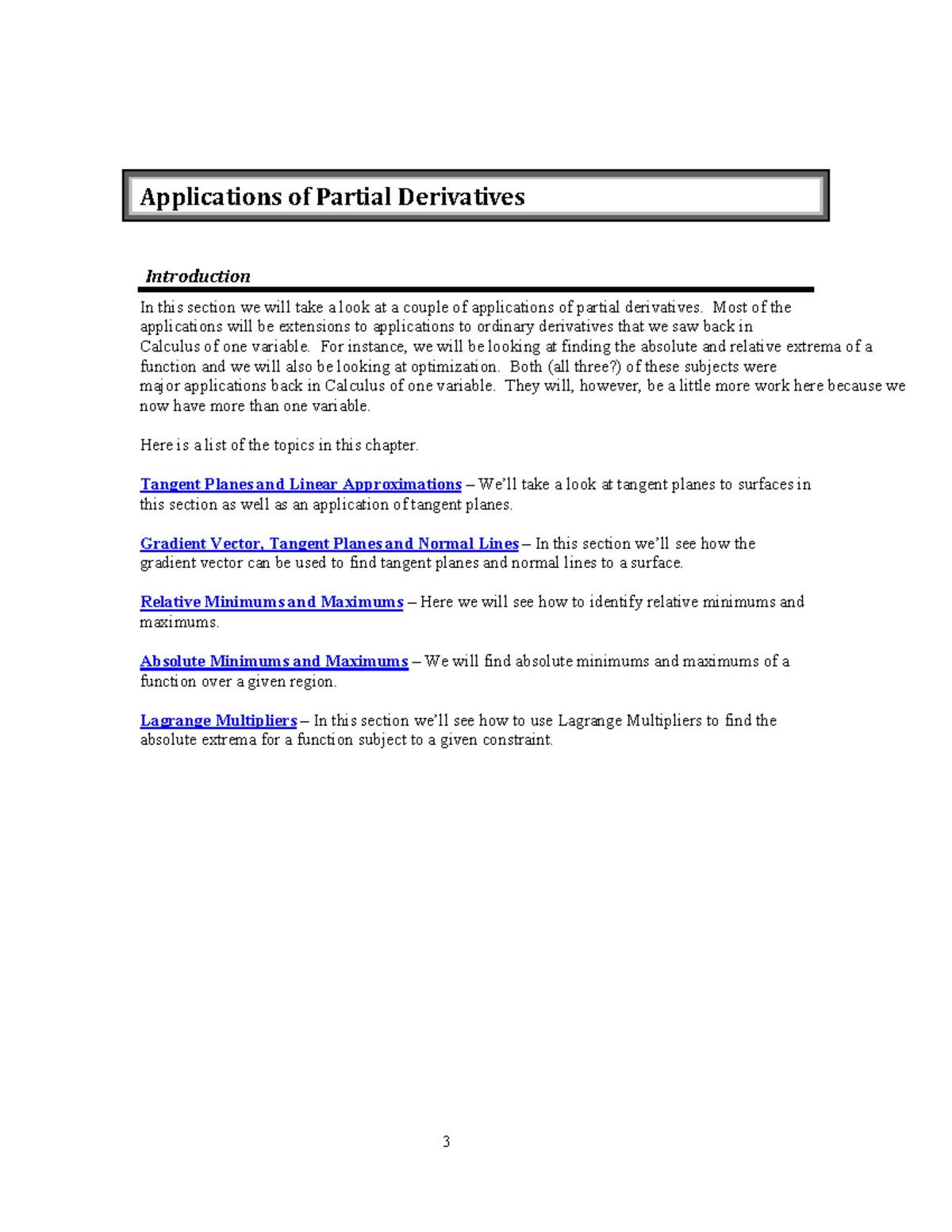 3 Partial Deriv App 1s - good materials - Applications of Partial Derivatives Introduction In ...
