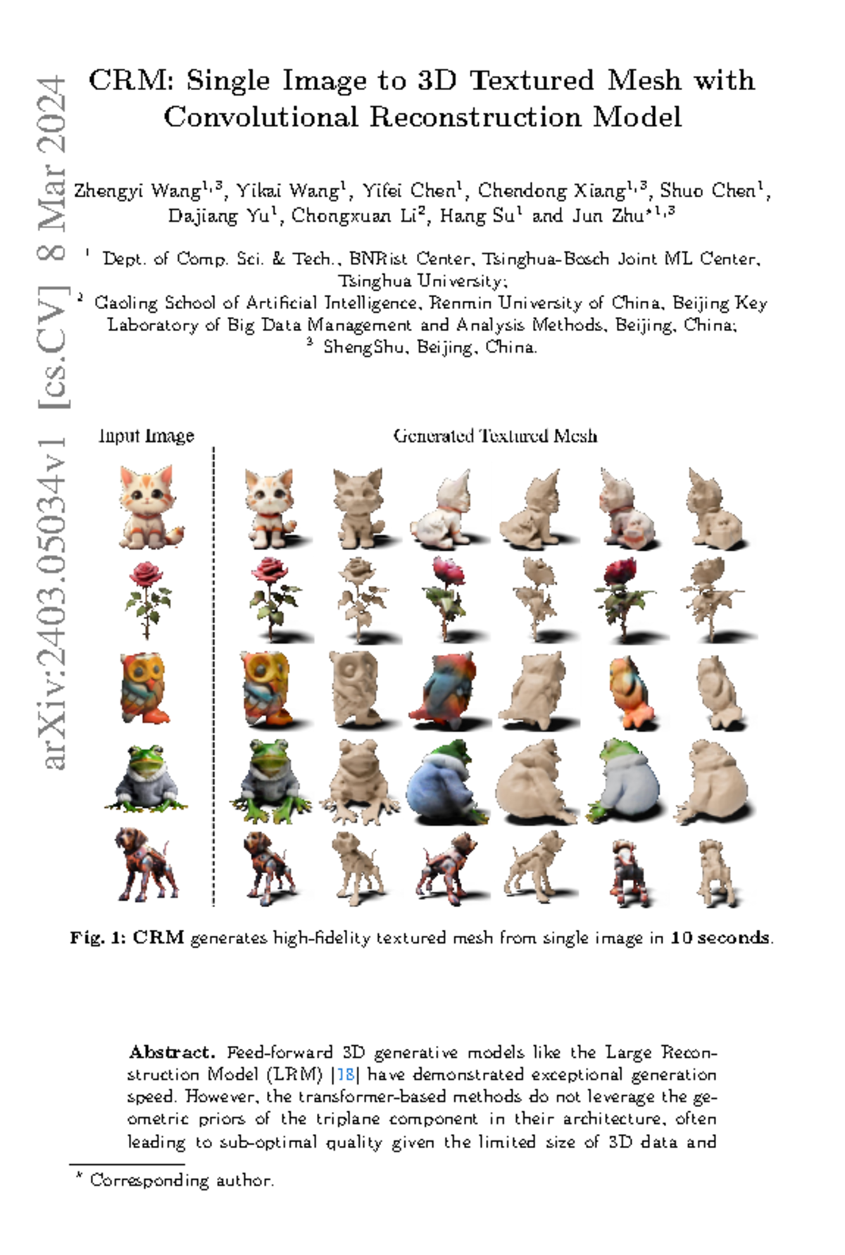 CRM模型 - 122 - CRM: Single Image to 3D Textured Mesh with Convolutional ...