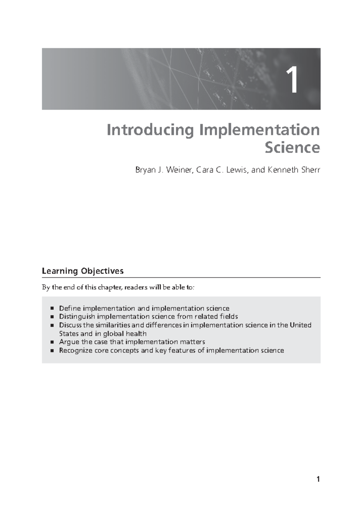 Chapter 1 - ####### 1 Learning Objectives By the end of this chapter ...