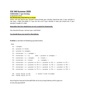 CSE340 Project 3 - CSE340 Summer 2020 Project 3: Type Checking Due: Tuesday, August 11, 2020 by ...