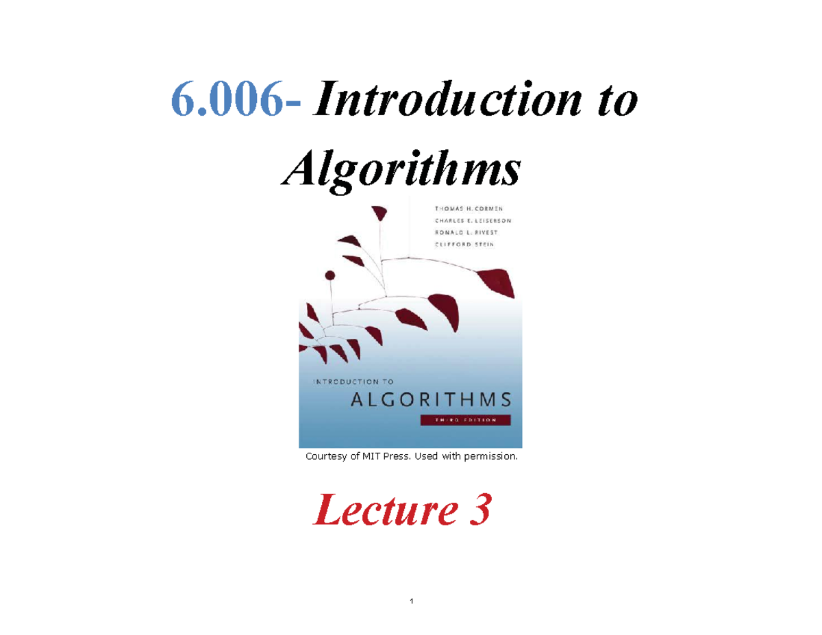 Insertion sort, merge sort - 6- Introduction to Algorithms Courtesy of ...