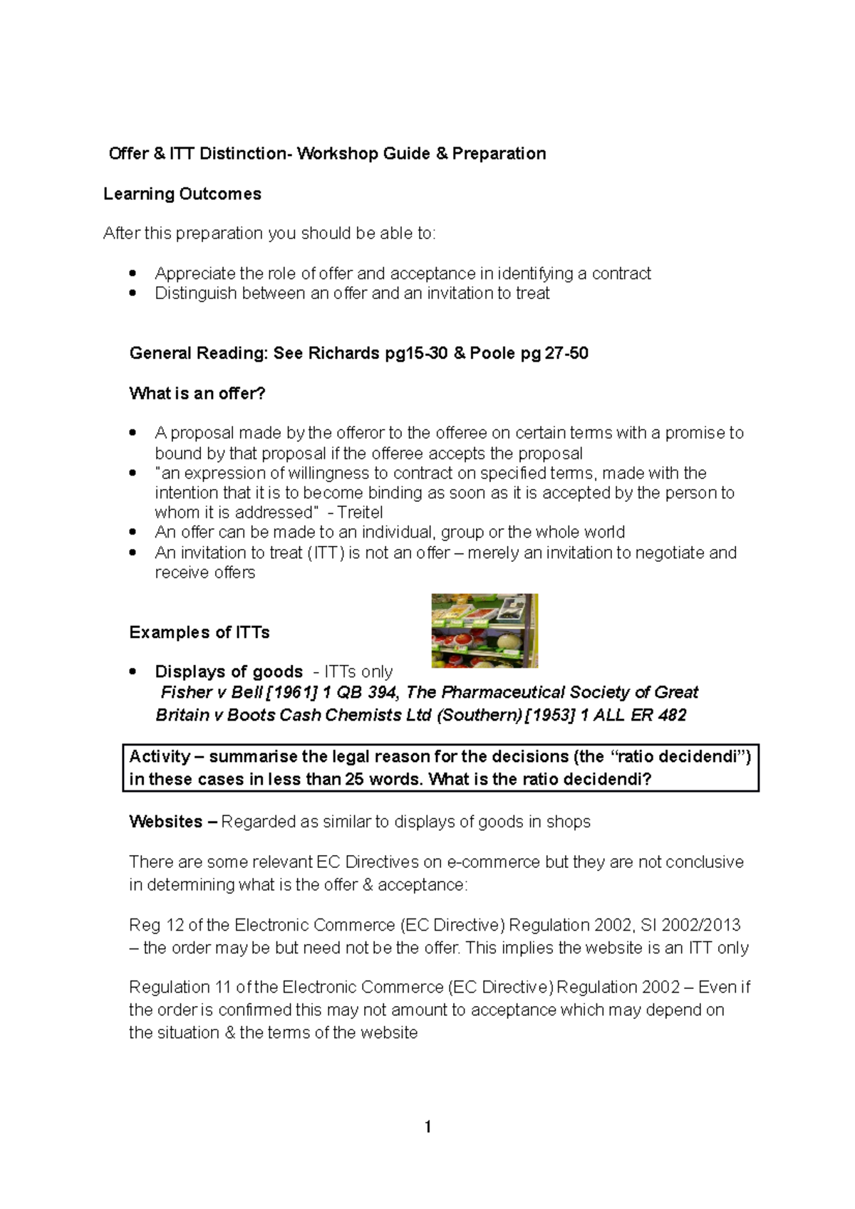 Offer &ITT-1 - notes - Offer & ITT Distinction- Workshop Guide ...